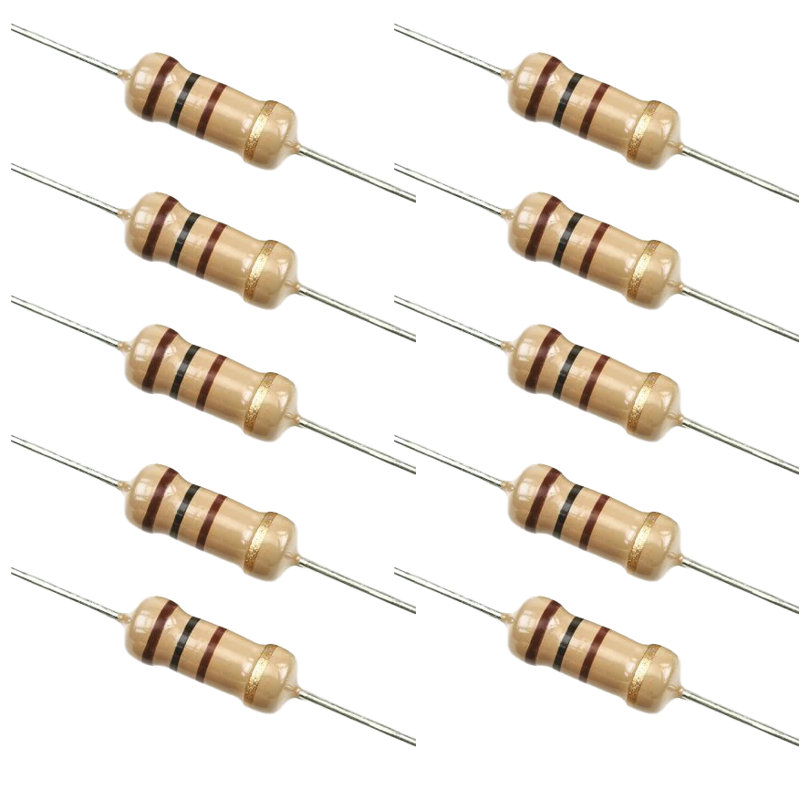 10 Pack 1K Ohm Carbon Film Resistors, 1/4W, ±5% Tolerance – SciencePurchase
