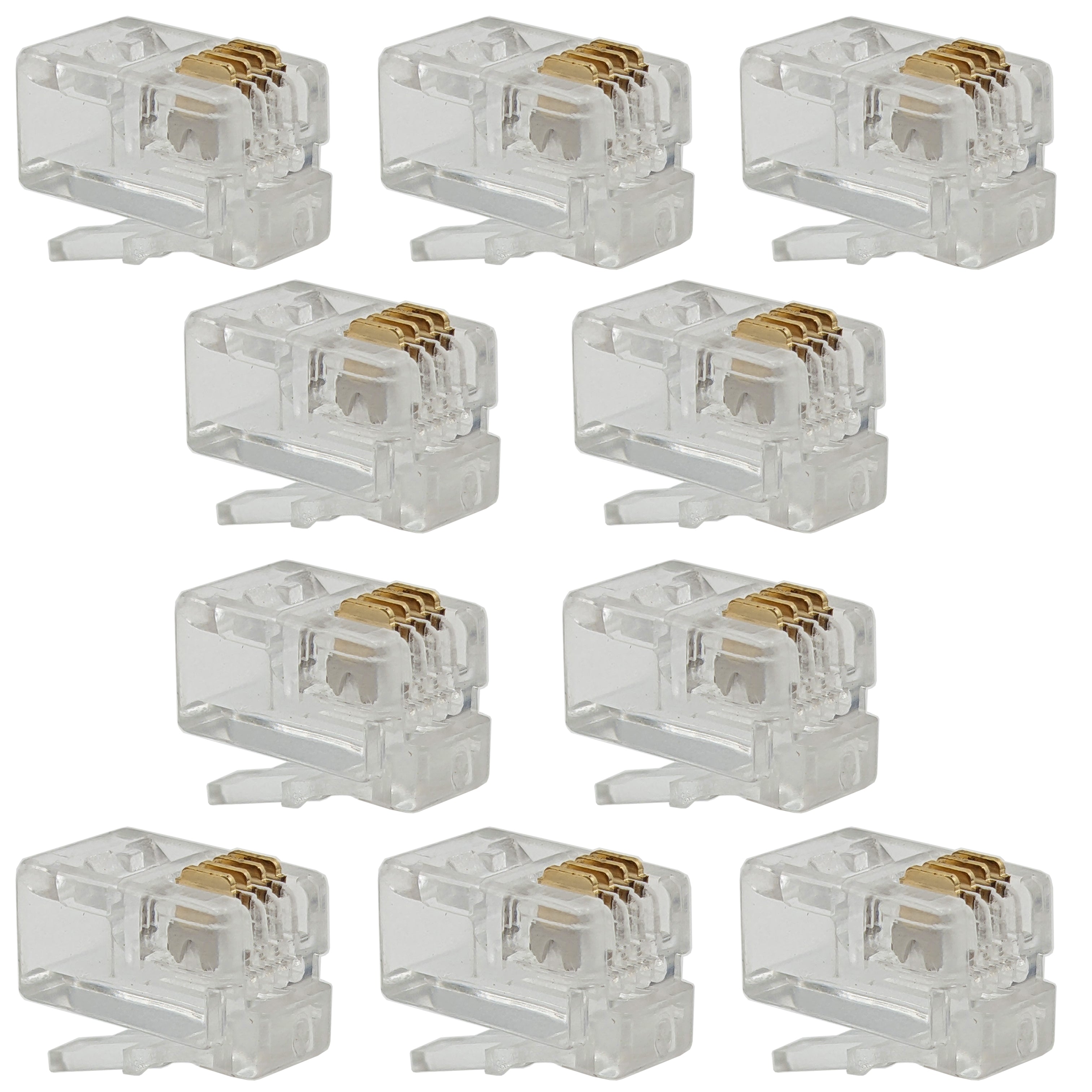 10 Pack RJ11-4 Modular Plugs, 6P4C, Twisted Stranded Wire – SciencePurchase