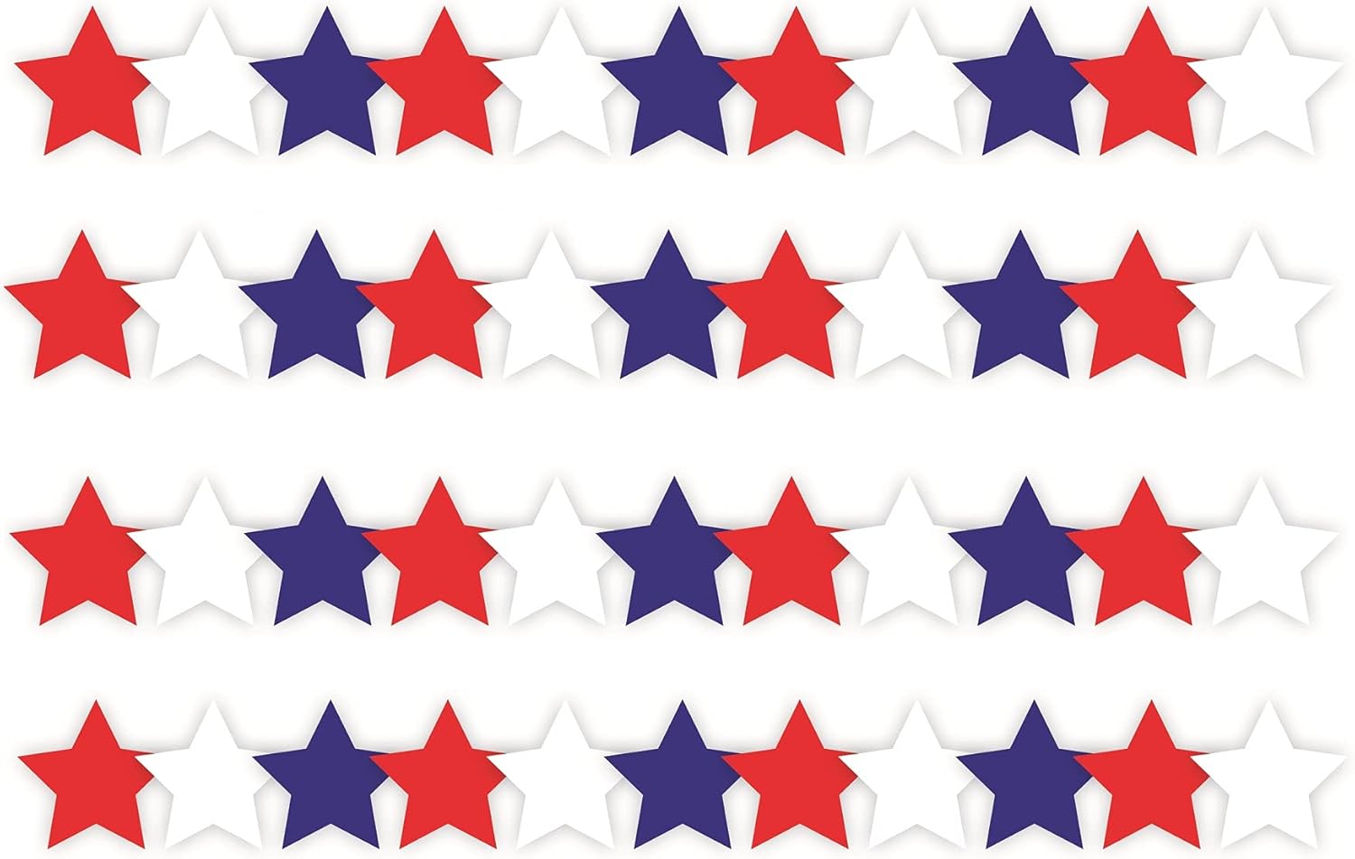 12 Strips (36 Feet Total) of Red, White, & Blue Patriotic Stars - Clas ...