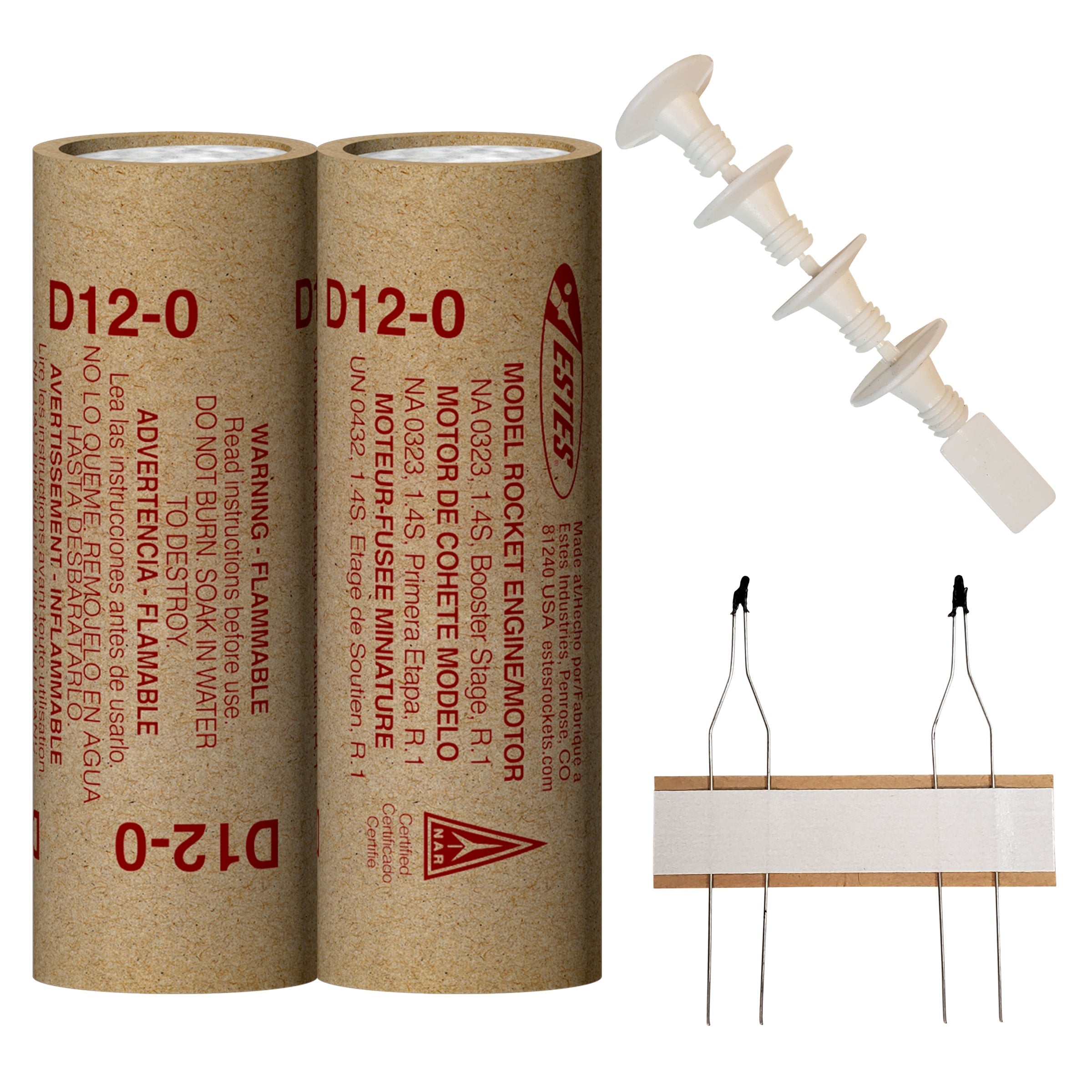 Estes D12-0 Booster Stage Model Rocket Engine Pack - Includes 2 Engine ...