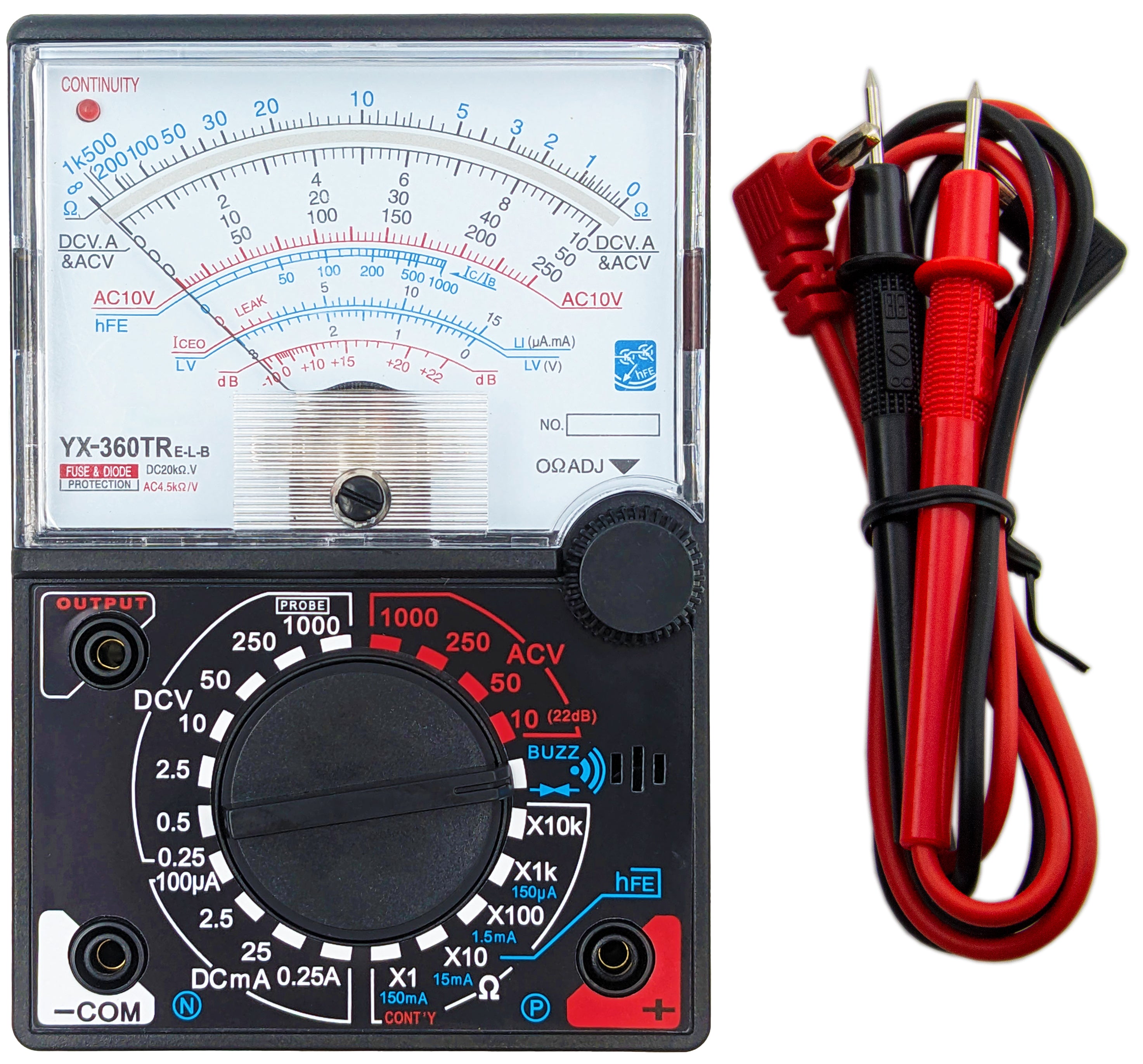 Analog Multimeter with LED Indicator & Buzzer for Continuity Test - In ...