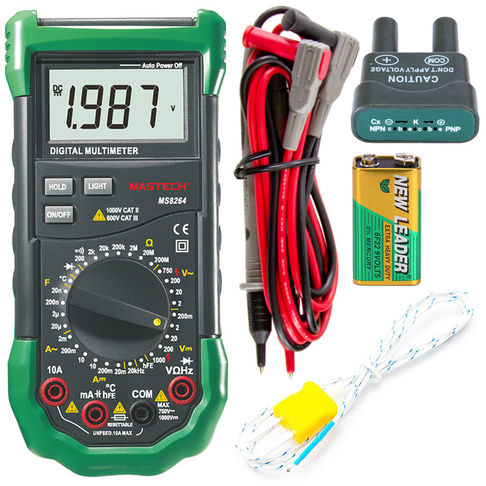 Mastech MS8264 Backlit 30-Range Digital Multimeter with Temperature Me ...