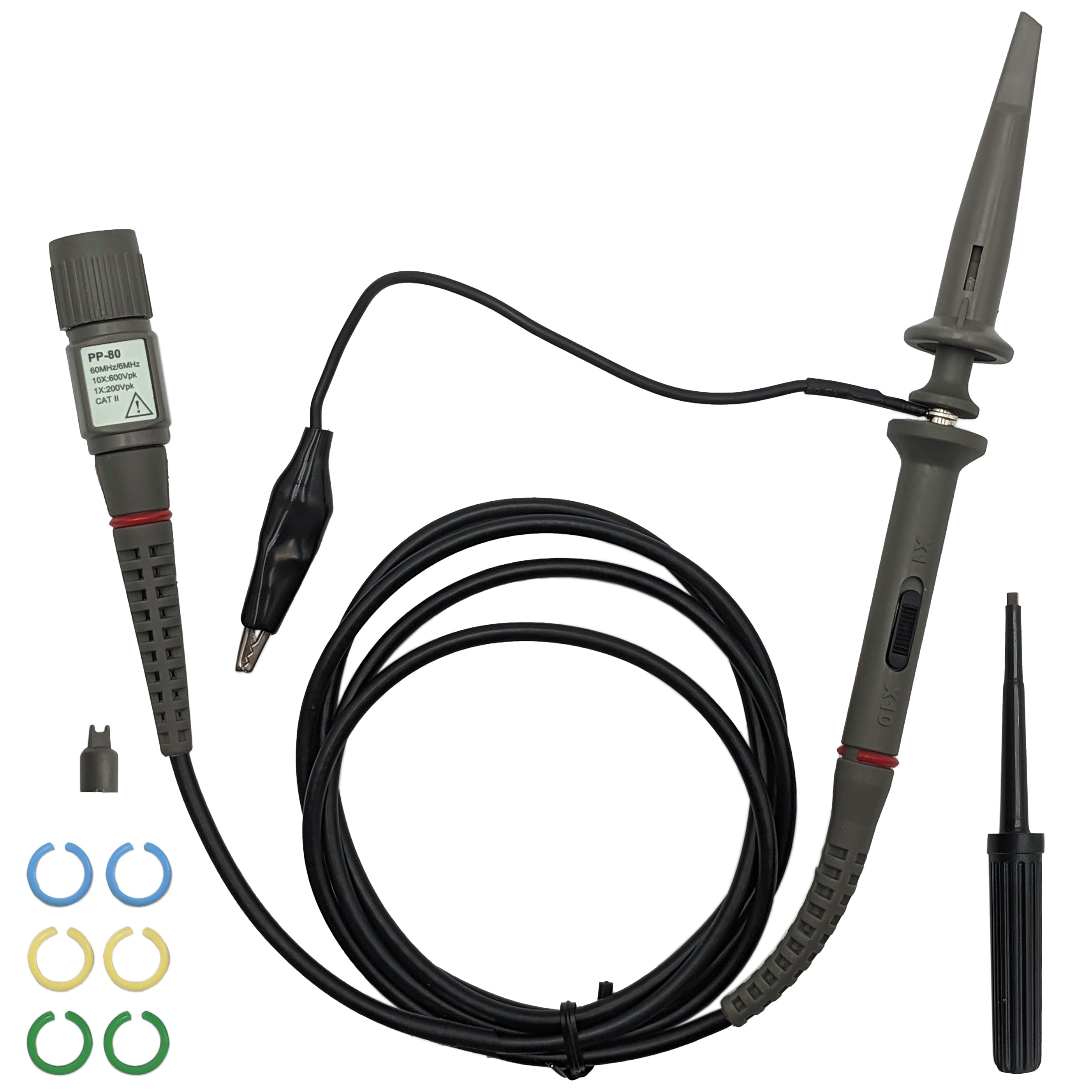 60 MHz Oscilloscope Probe, X1 / X10 Switchable, Includes Accessory Set ...