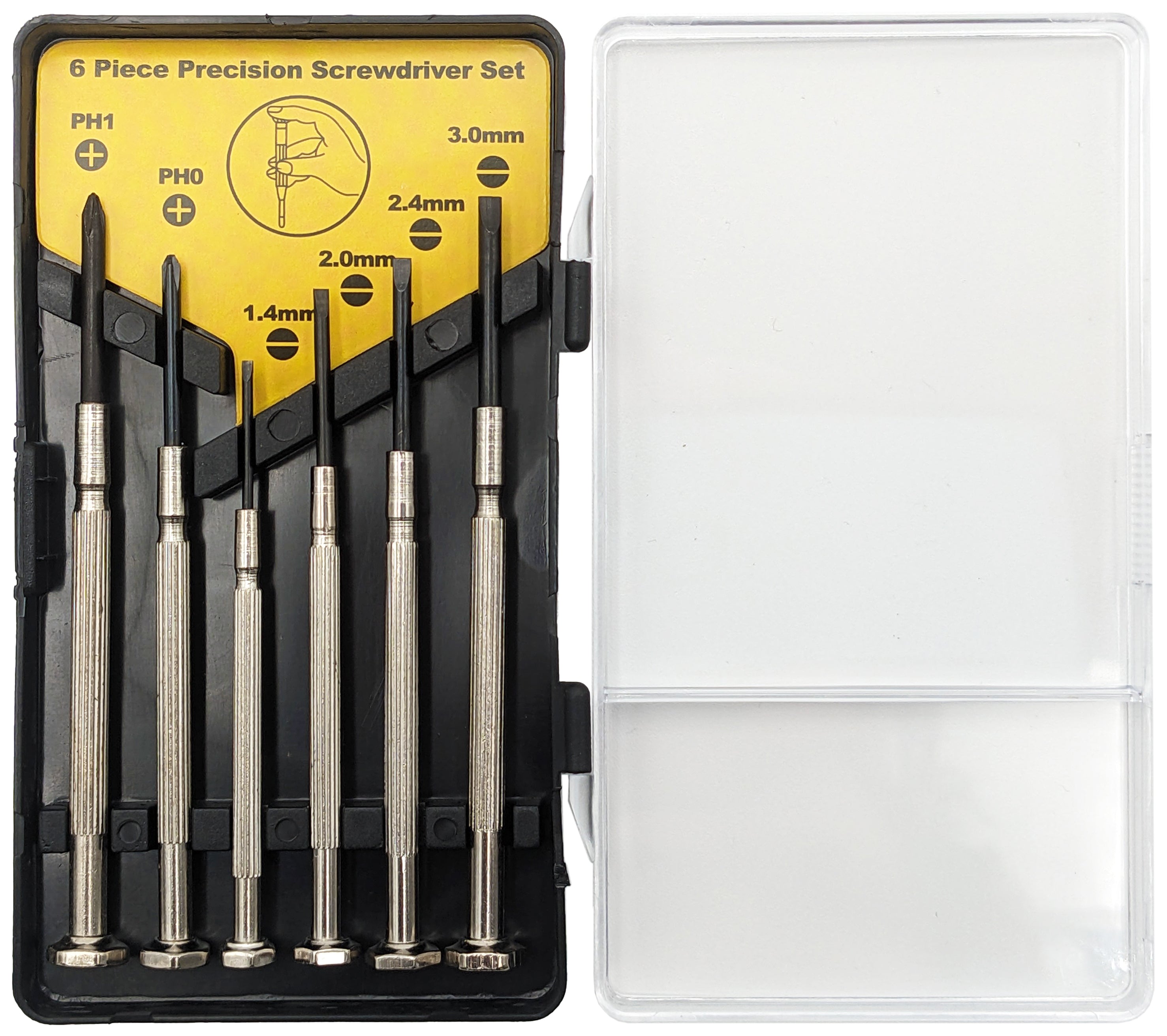 6 Piece Precision Screwdriver Set with Case - Includes Phillips and Fl ...