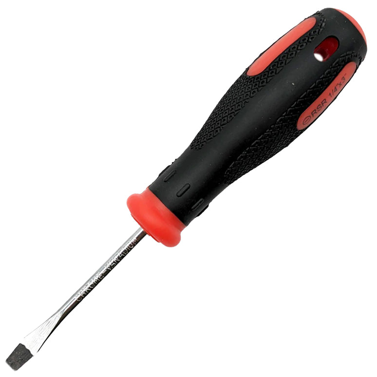 1/4" Slotted Screwdriver with 3" Shaft, Magnetic Tip, Rubber Grip Hand ...