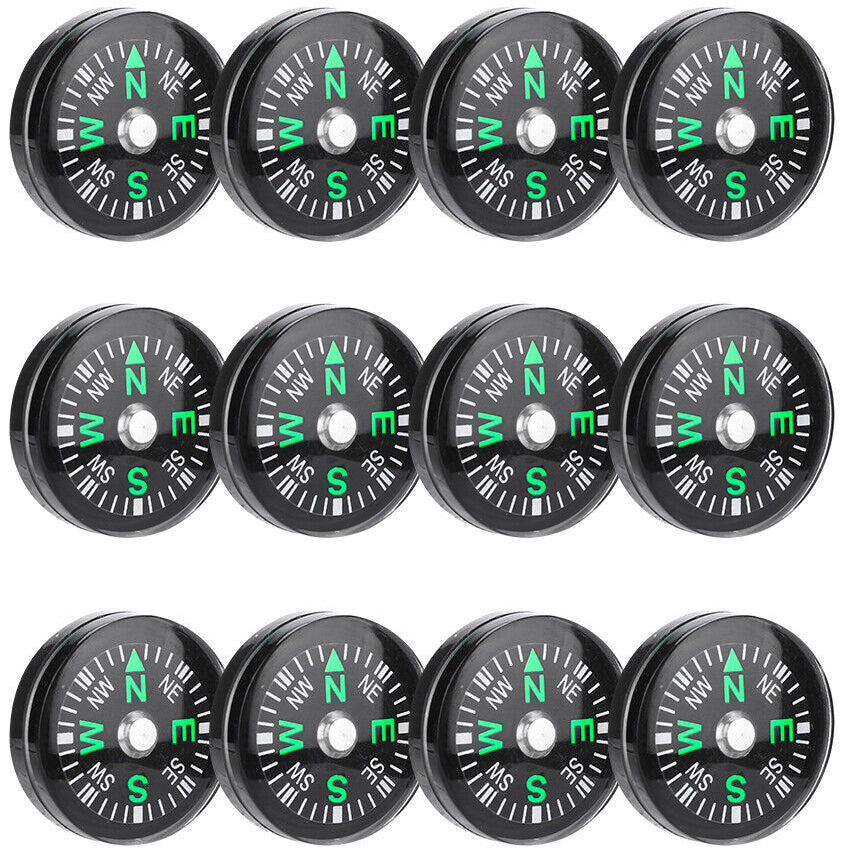 12 Pack 20mm Button Compass for DIY Paracord Survival Bracelets, Campi ...