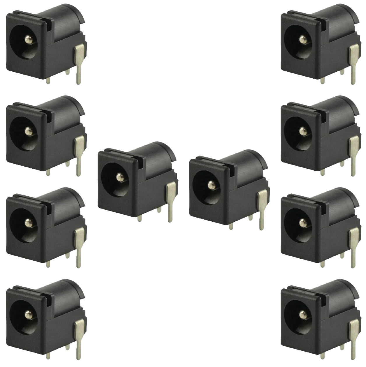 10 Pack 6.5mm Outer Diameter, 2mm Inner Diameter DC Power Connector wi ...