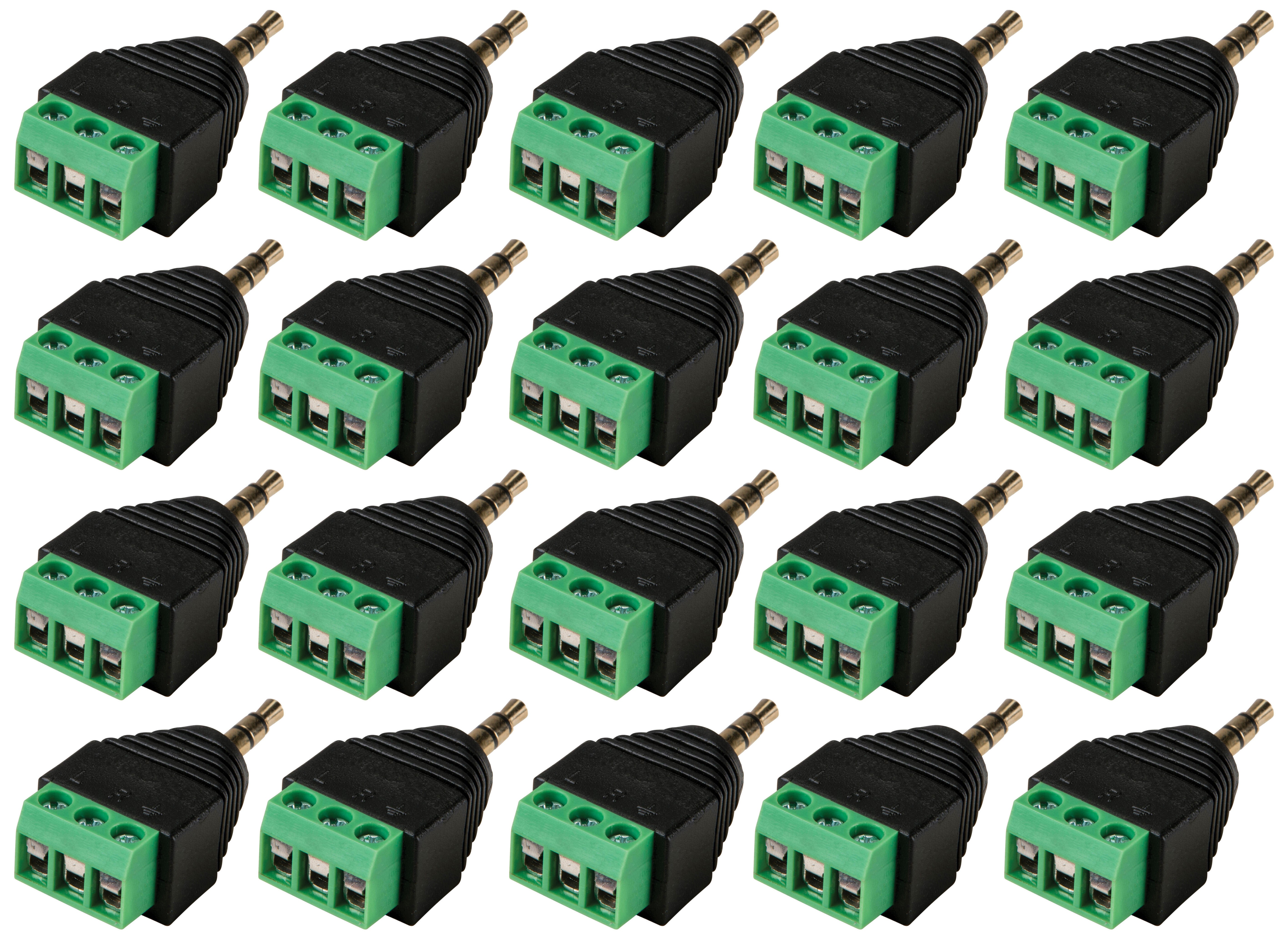 20 Pack of Stereo Plugs 3.5mm Male Jack to 3 Pin Screw Terminal Connec ...
