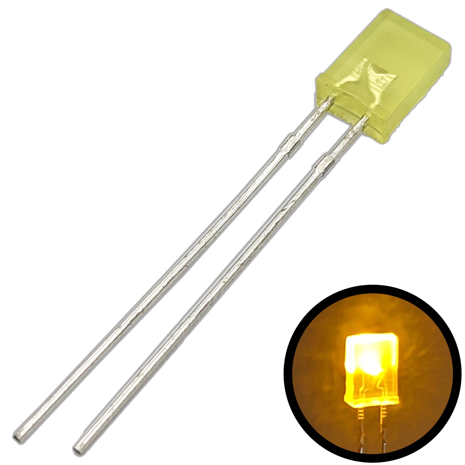 Yellow Rectangular LED, Diffused Lens (5mm x 2mm x 7mm) – SciencePurchase