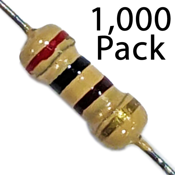 1,000 Pack 200 Ohm Carbon Film Resistors, 1/4W, ±5% Tolerance ...