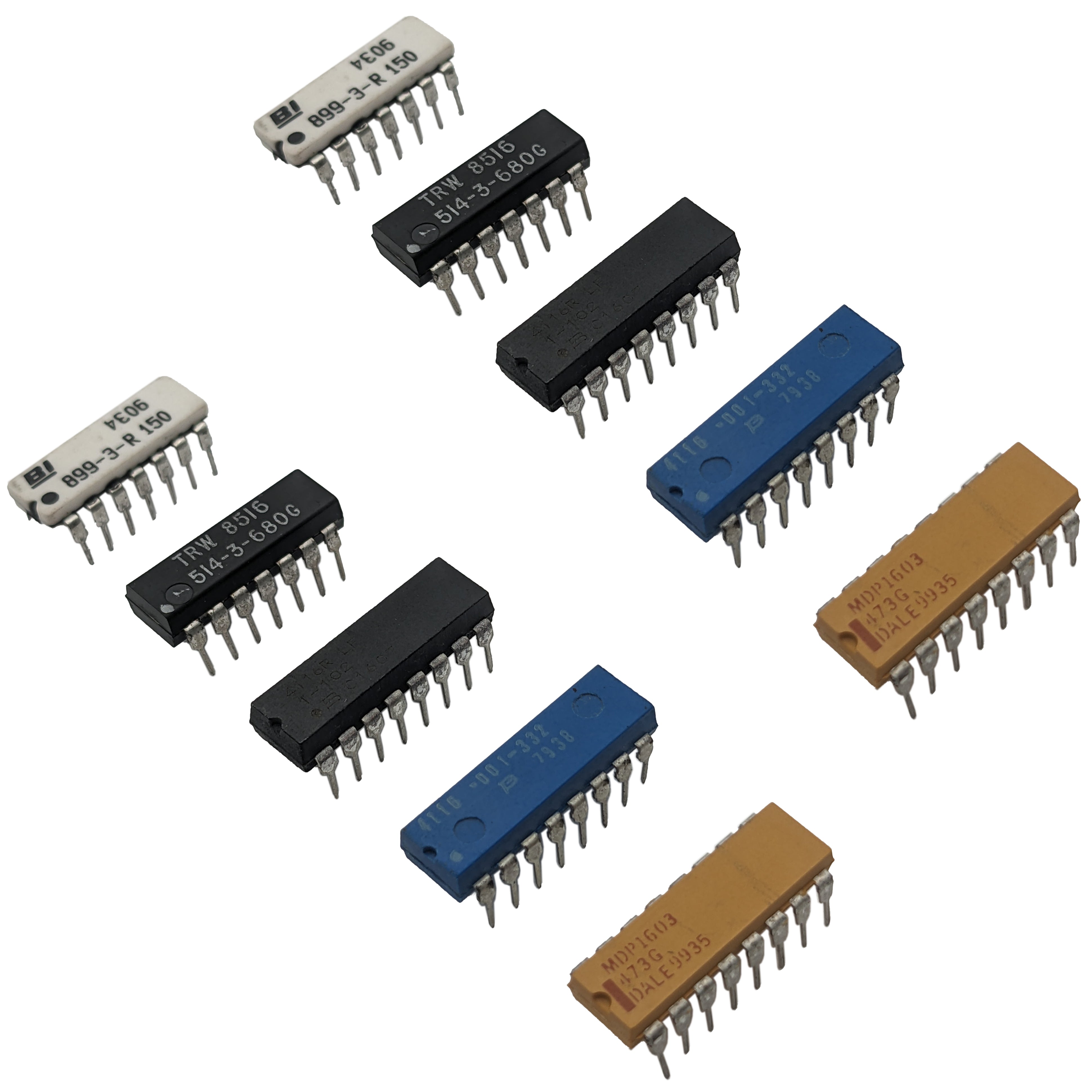 10 Piece Isolated DIP Resistor Assortment, 5 Different Values 150Ω to ...