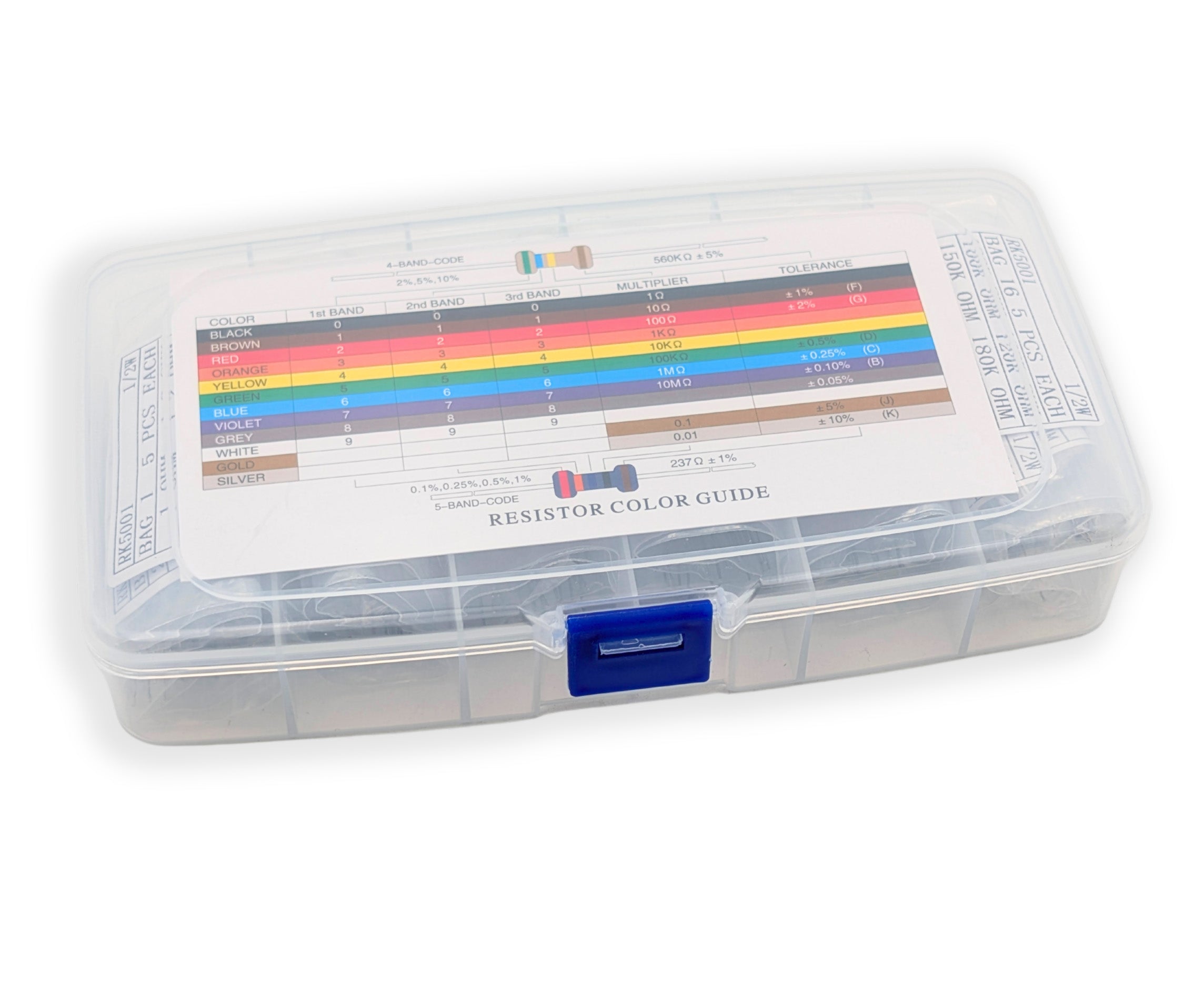365 Piece Resistor Kit 1/2 Watt in Compartmentalized Cardboard Storage ...