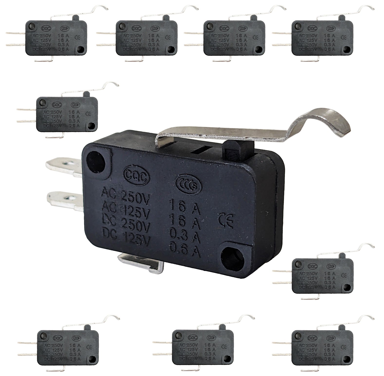 10 Pack Limit/Snap Mini Switches, SPDT, 5A @ 250V AC, Terminals ...