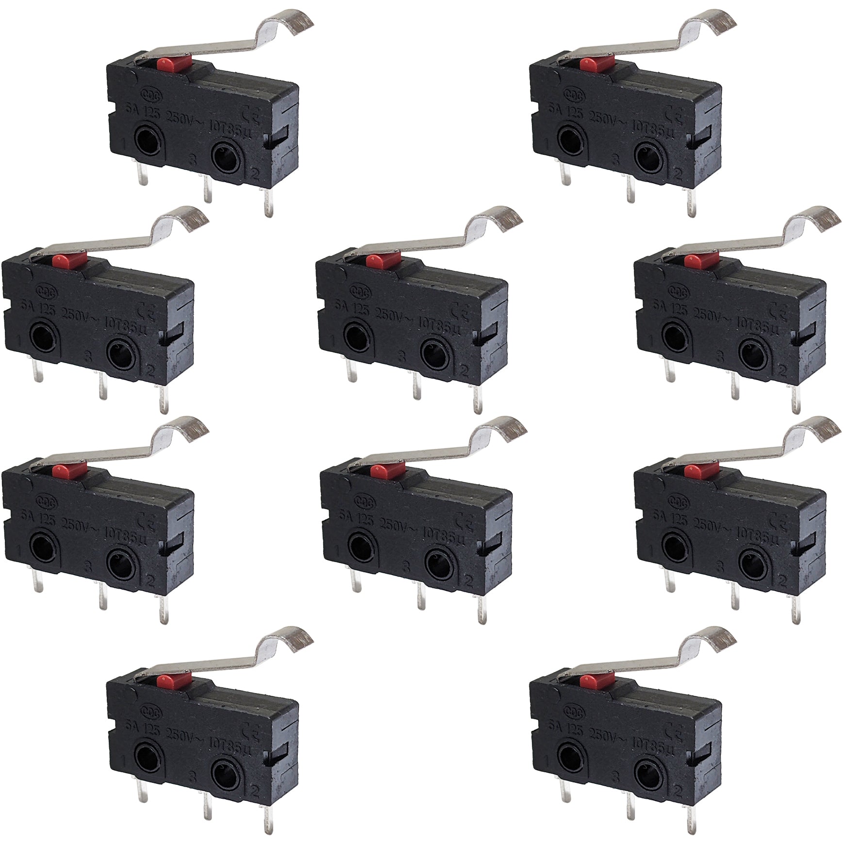 10 Pack Limit/Snap Mini Switches, SPDT, 5A @ 250V AC, PC Leads ...