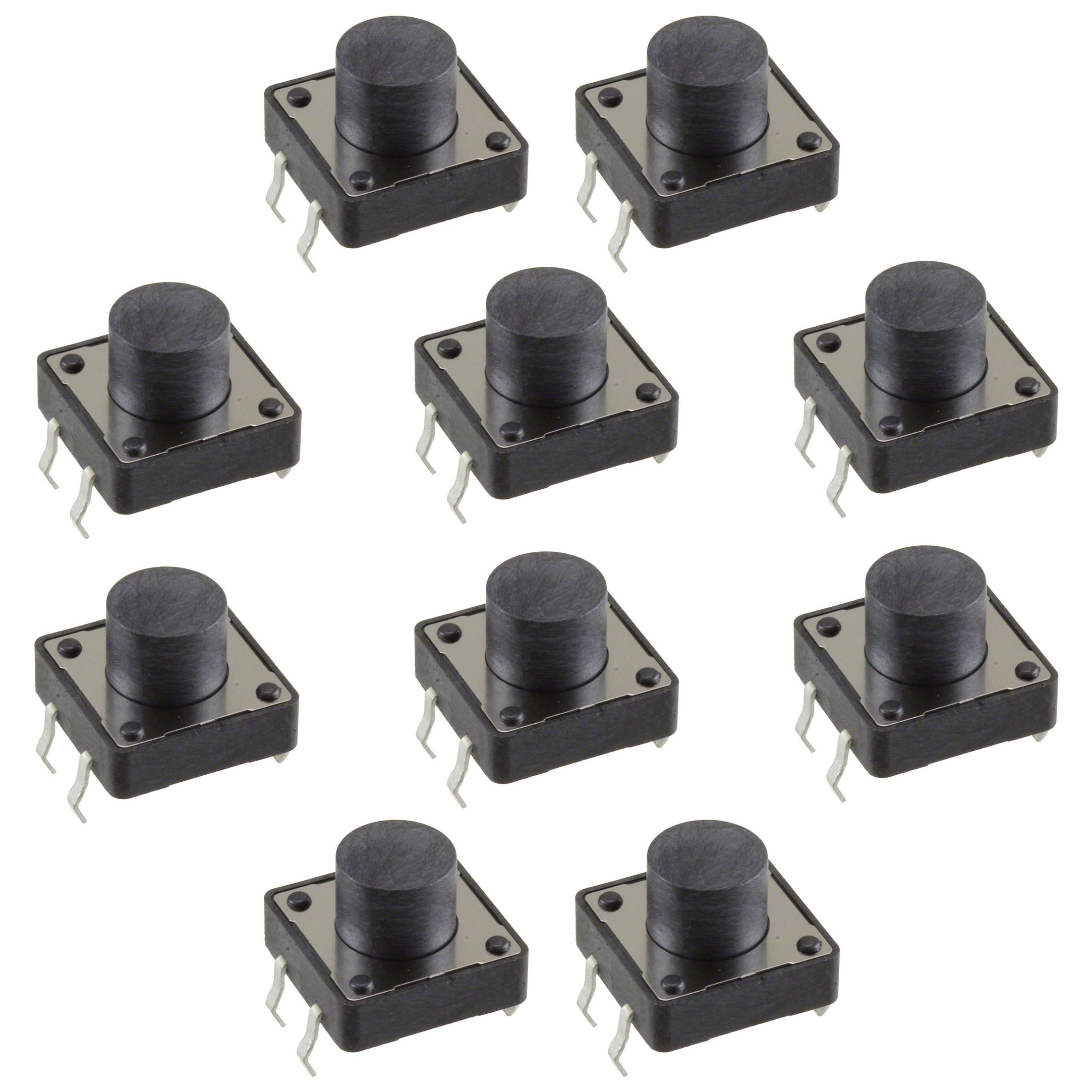 10 Pack Tact Momentary Switch, 12mm Square, 0.05A 12V, Button Height 1 ...