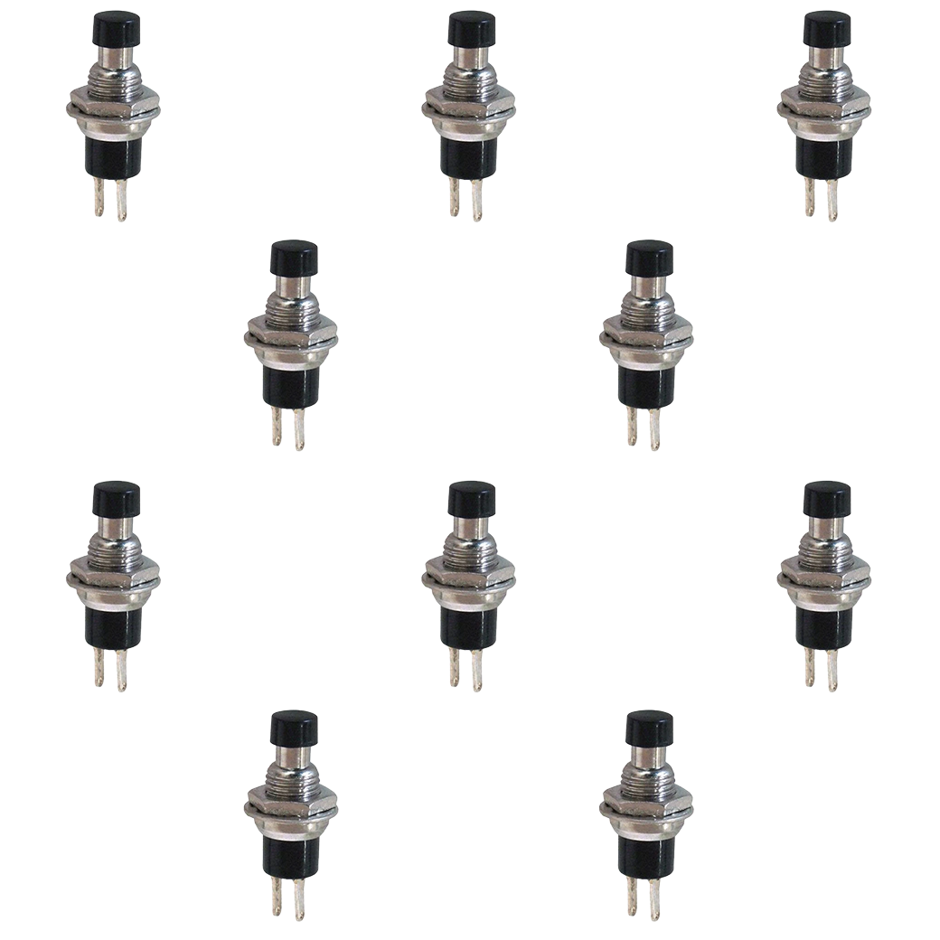 10 Pack Normally Closed Momentary Switch, Round Black Button, Panel Mo ...