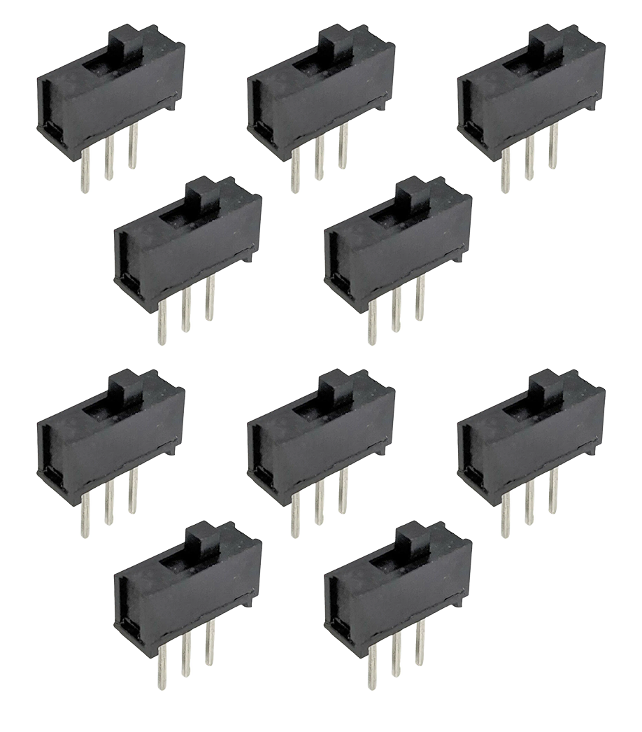10 Pack Slide Switch Mini SPDT - Fits on Breadboard (0.1" Lead Spacing ...