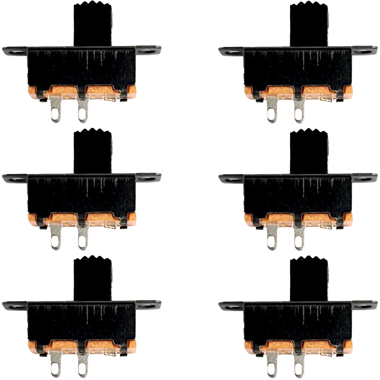 6 Pack Mini 15mm SPST Slide Switch with 2-Pin Solder Lug Termination ...
