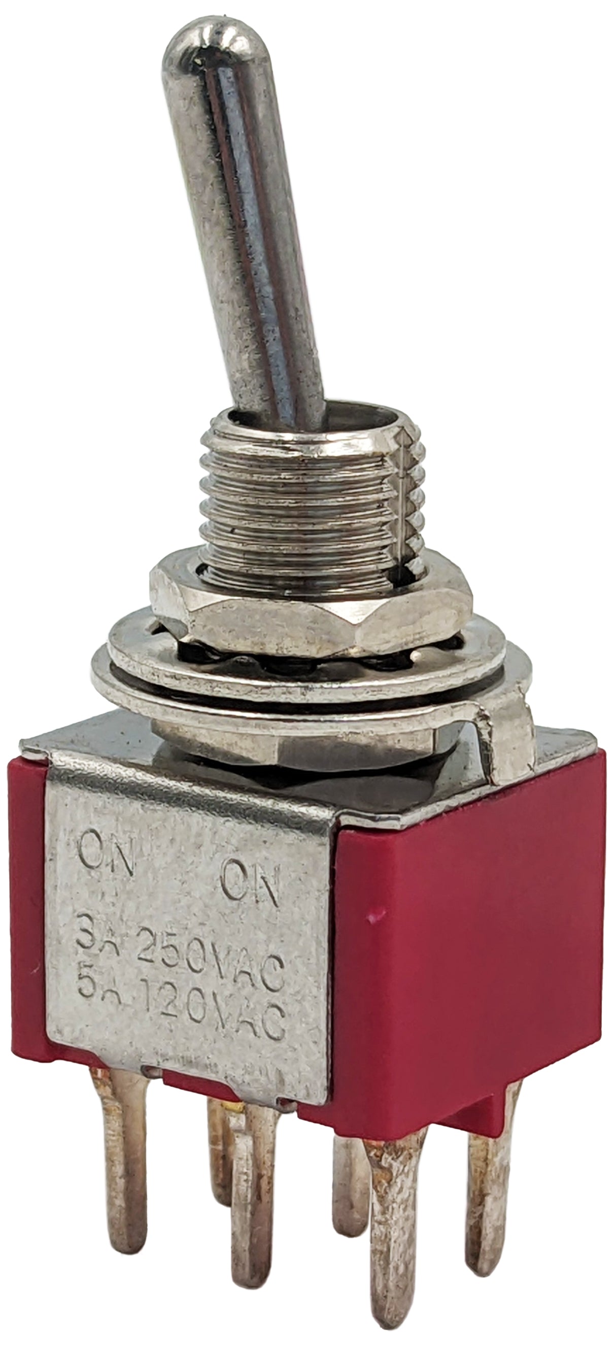 Miniature On-On DPDT Toggle Switch, 6-Pin PC Lead Termination ...