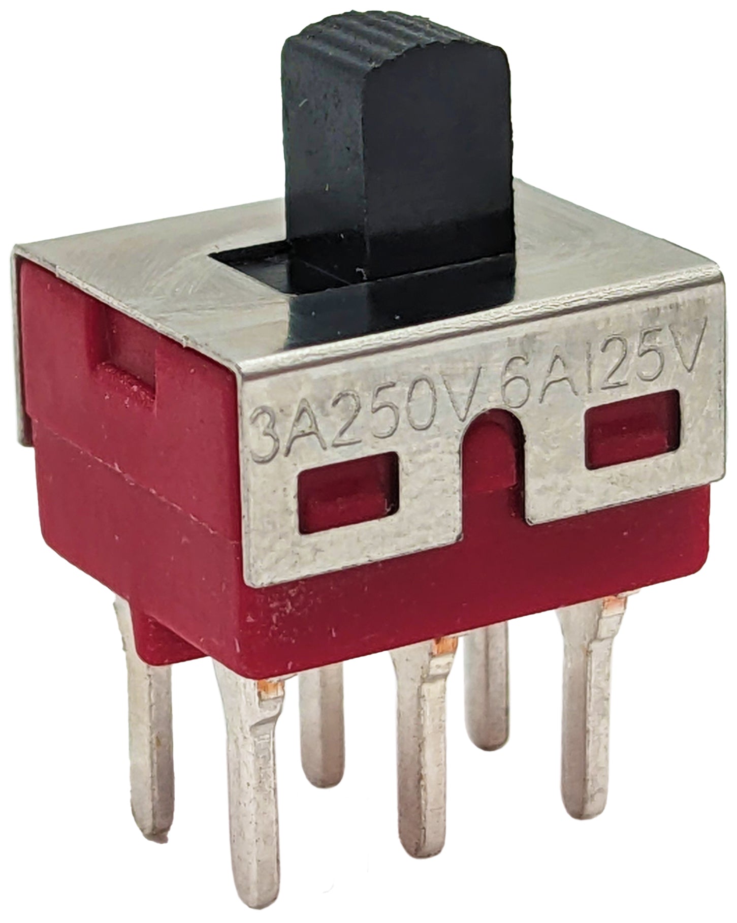 DPDT On-On Mini Slide Switch with PC Leads, 6 Pins (0.45" x 0.50 ...
