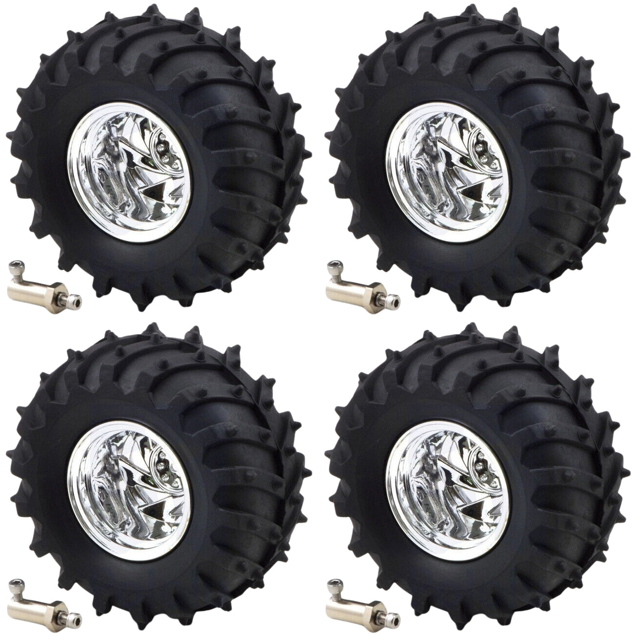 4 Pack Dagu 120mm Spiked Rubber Wheels for RC / Robotics, 60mm Width ...