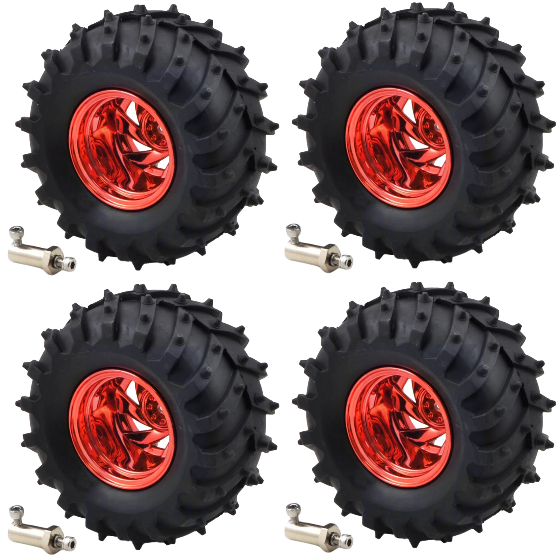 4 Pack Dagu 120mm Spiked Rubber Wheels for RC / Robotics, 60mm Width ...
