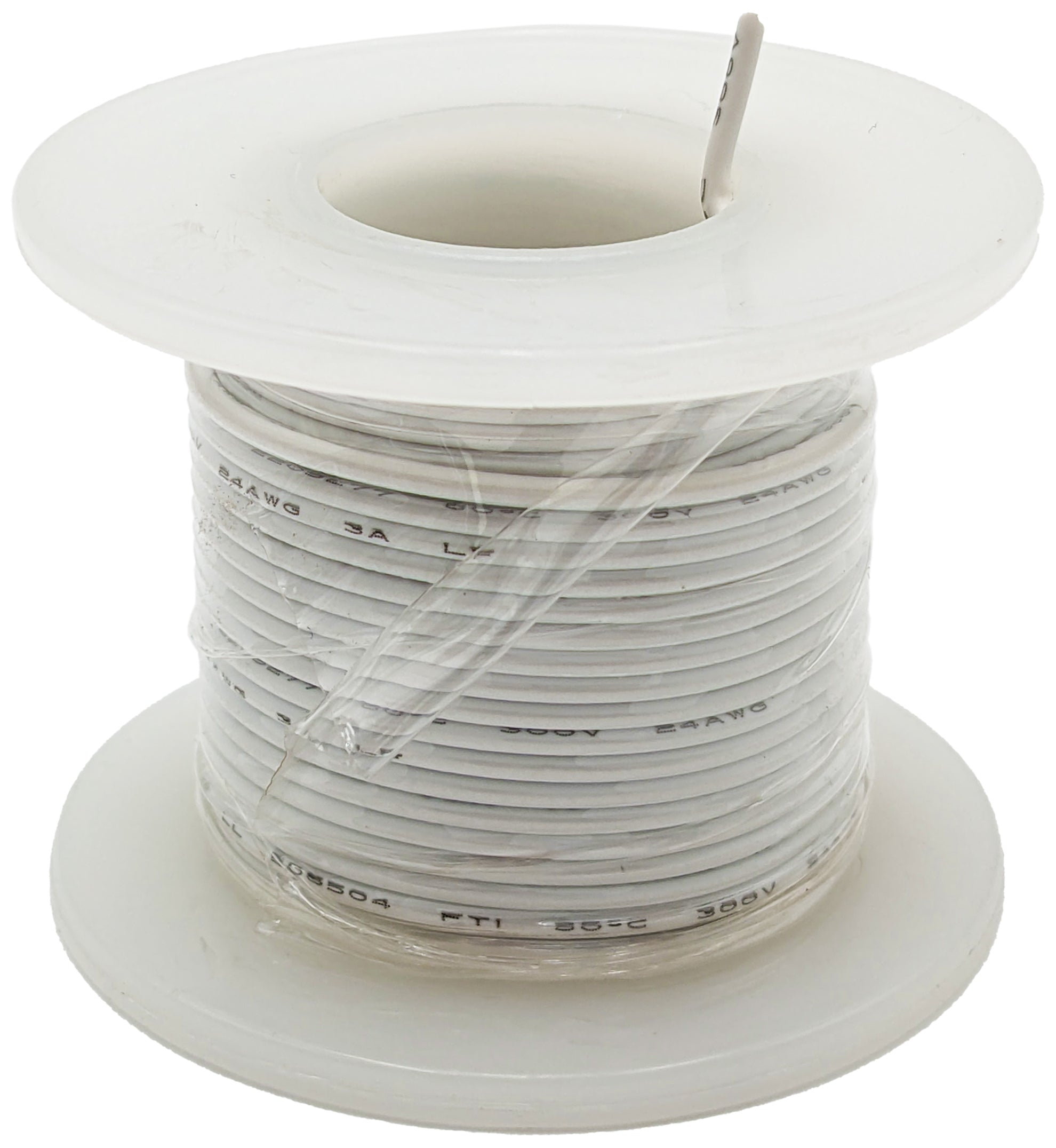 Solid 24 Gauge Hook Up Wire, 25 Foot Spool - White Color PVC Insulatio ...
