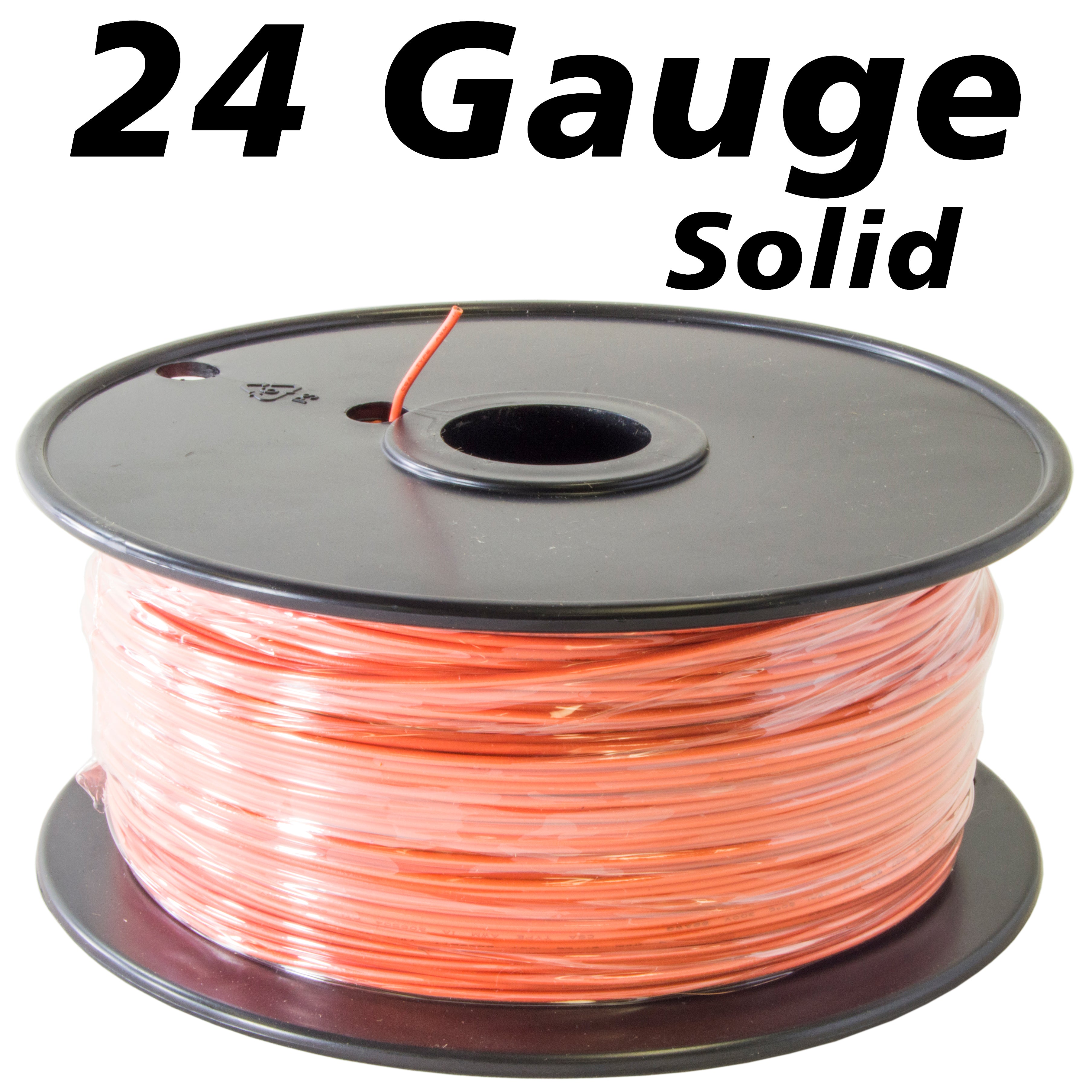 Orange 1000 Feet, 24 Gauge Solid Hook Up Wire (Tinned Copper), 300V Ra ...
