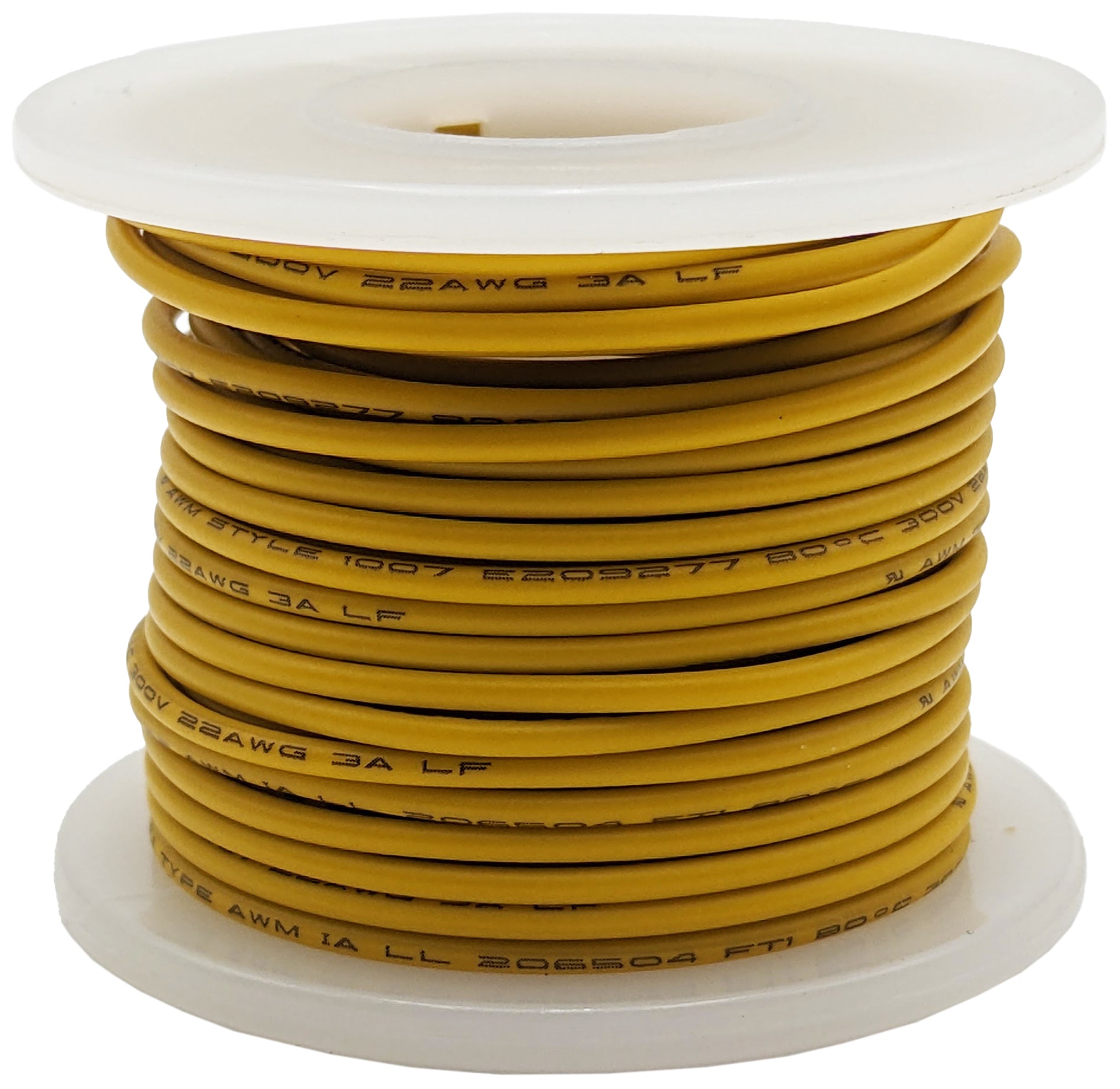 25 Feet Yellow 22 Gauge Solid Hook-Up Wire, Tinned Copper, PVC Insulat ...