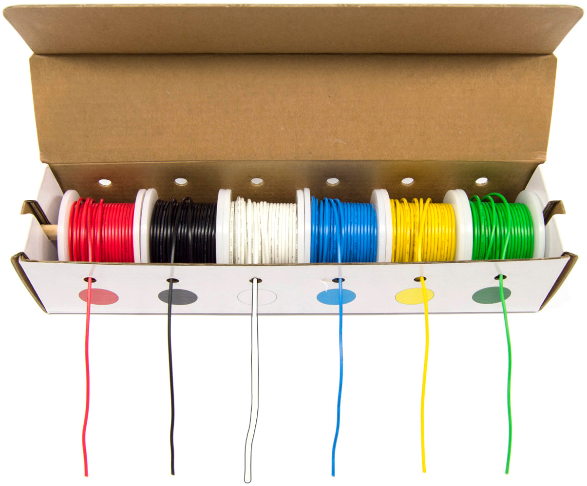 Solid 22 Gauge Hook Up Wire Kit - Includes 6 Different Color 25 Foot S ...