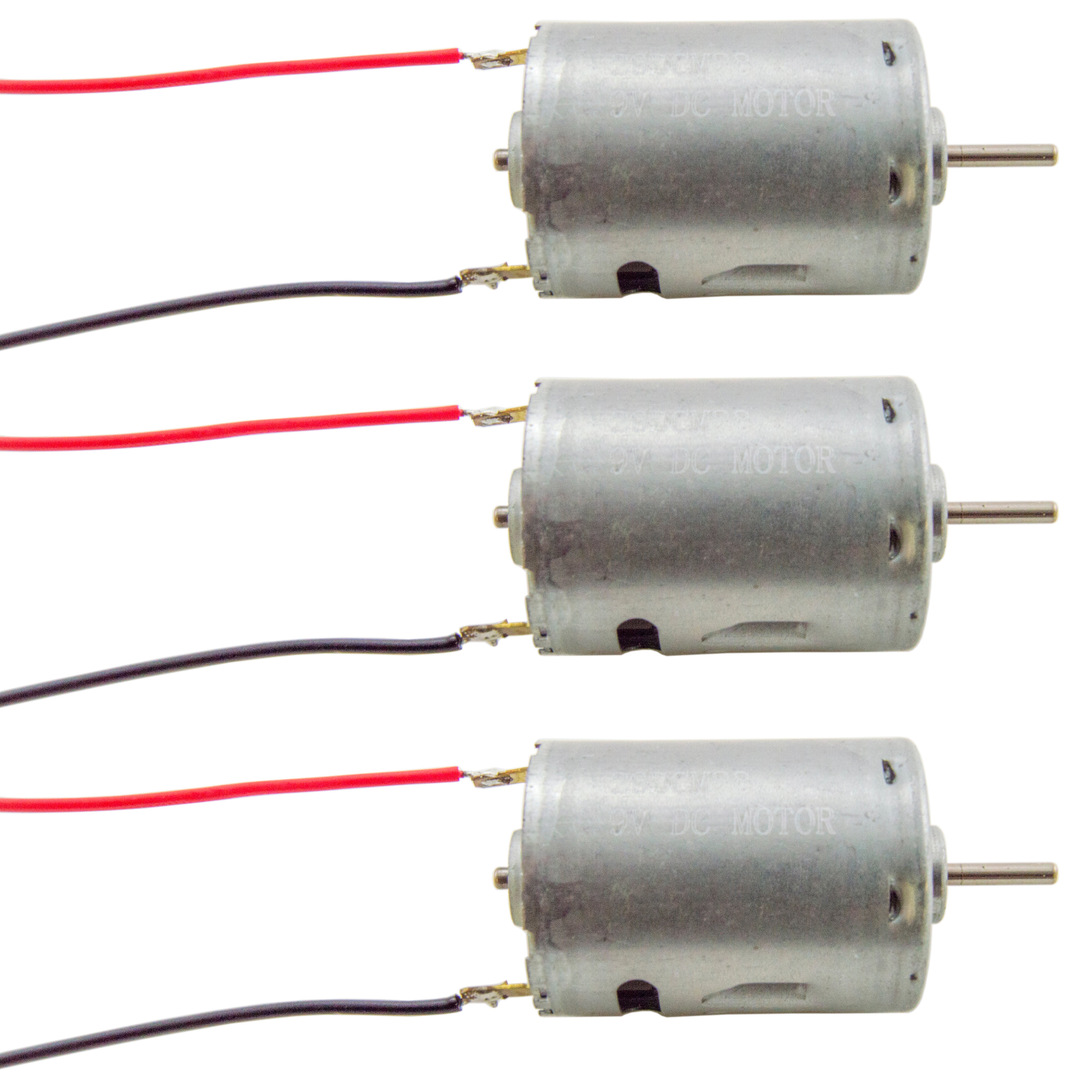 3 Pack High Torque 9V DC Motor with Wire Leads Attached (1.48" Length ...
