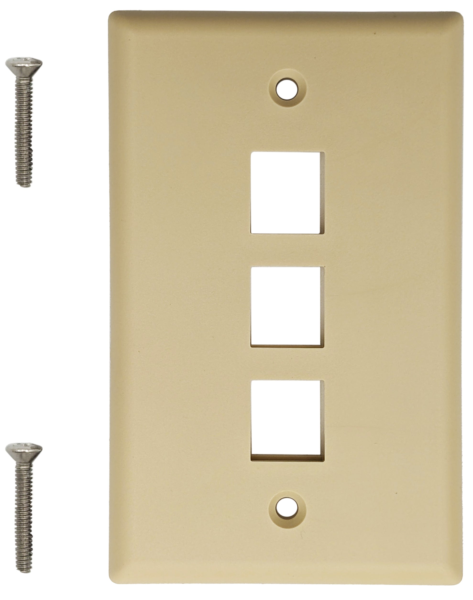 Plastic Wall Plate for Keystones, 3 Ports, Includes Screws (Beige ...