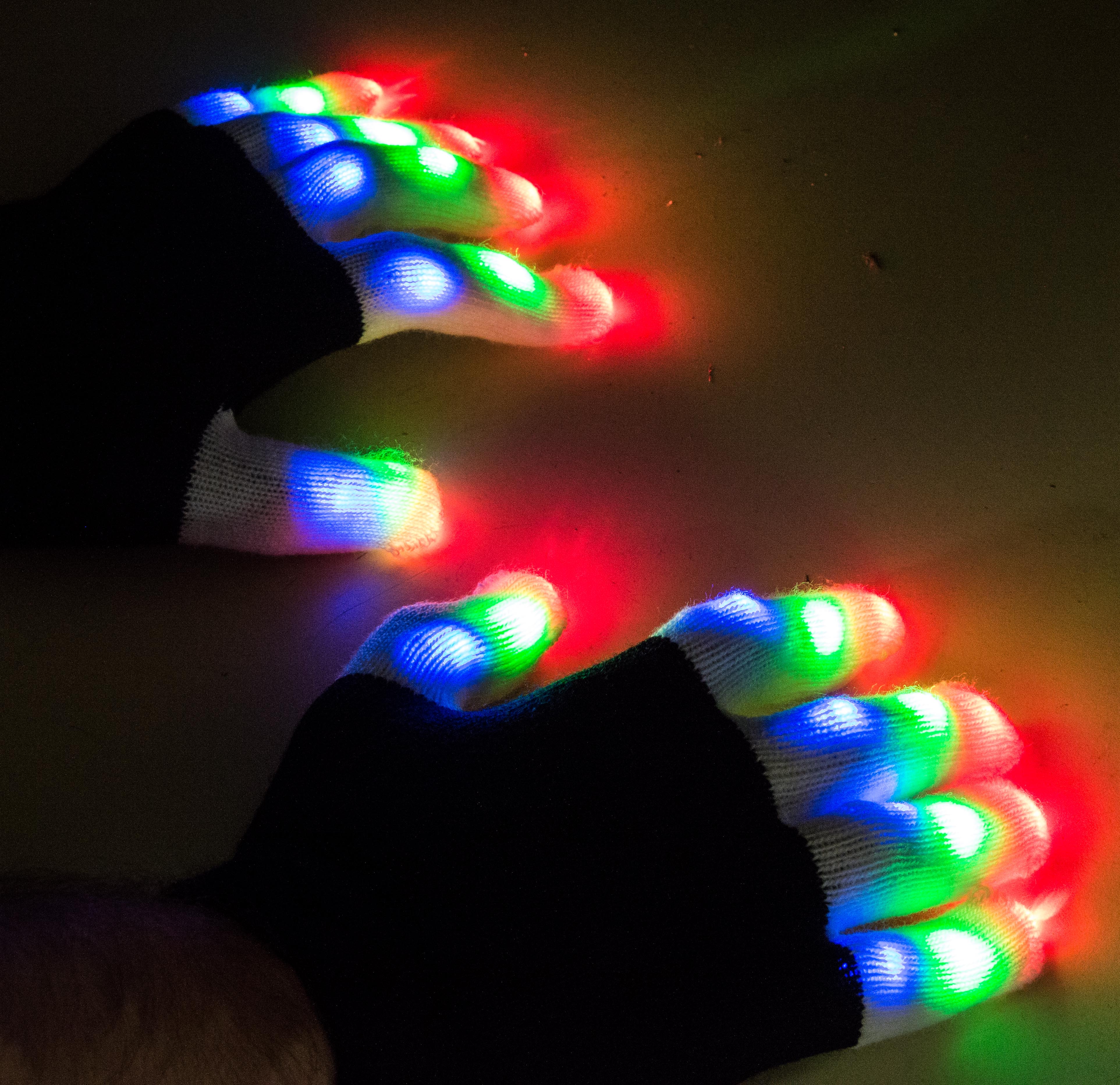LED Colorful Flashing Finger Lighting Gloves for Costumes, Raves, Ligh ...