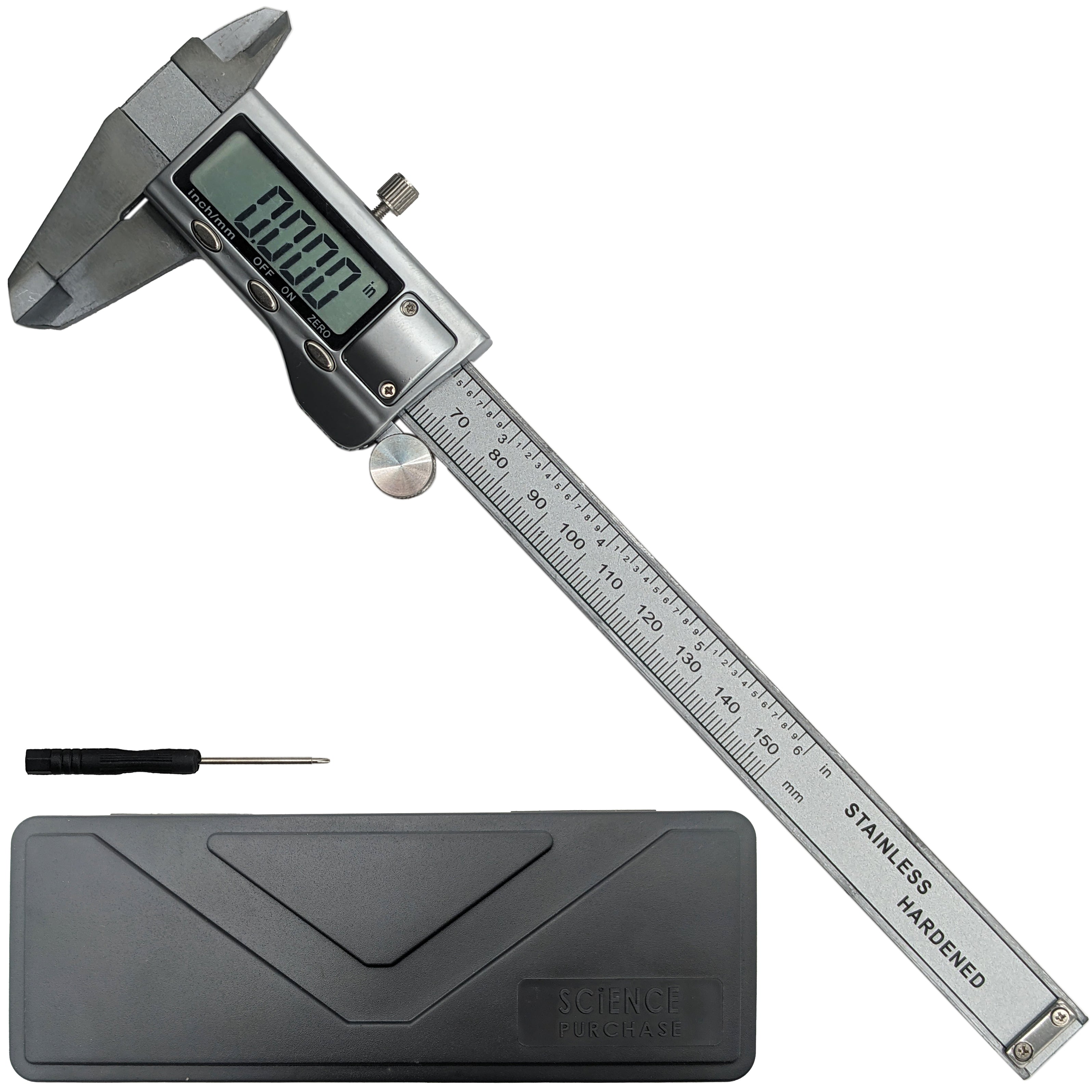 Stainless Steel 6" Digital Caliper with LCD Screen, 0.02mm / 0.001" Pr ...