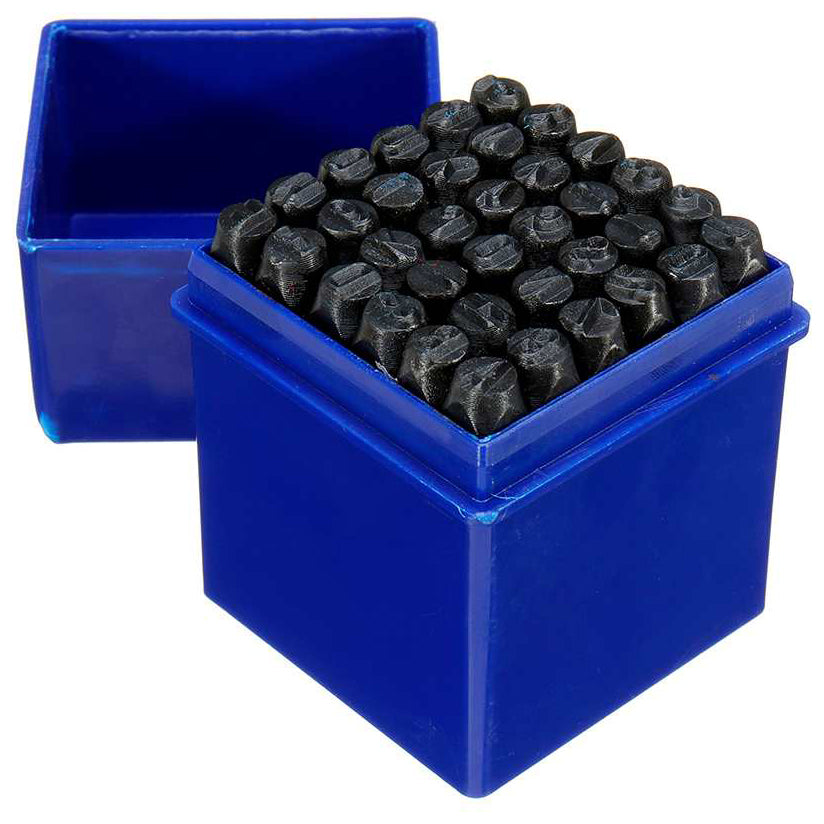 36 Piece Steel Metal Stamp Set with 6mm (~¼-inch) Letters (A to Z), Nu ...