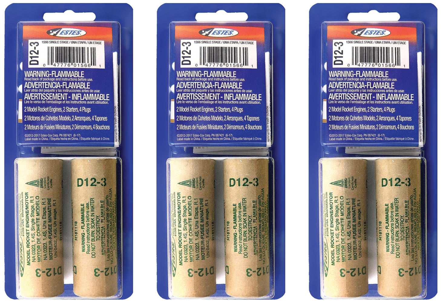 Estes 3 Packs of D12-3 Model Rocket Engines - Total of 6 Engines with ...