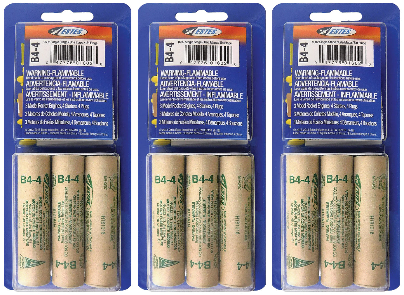 Estes 3 Packs of B4-4 Model Rocket Engines - Total of 9 Engines with S ...