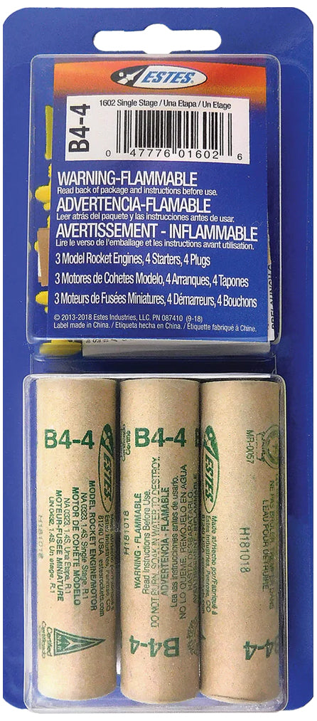 Estes B4-4 Model Rocket Engine Pack - Includes 3 Engines with Starters ...