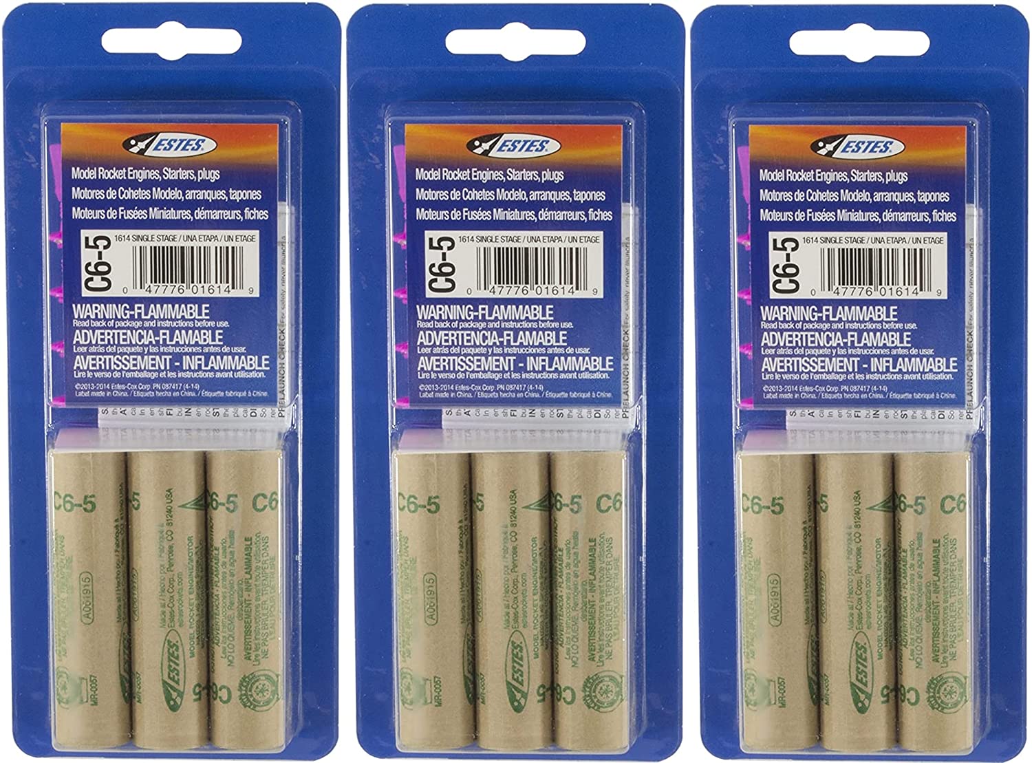 Estes C6-5 Mini Bulk Pack - 3 Packs of 3 for 9 Engines/Motors with Sta ...
