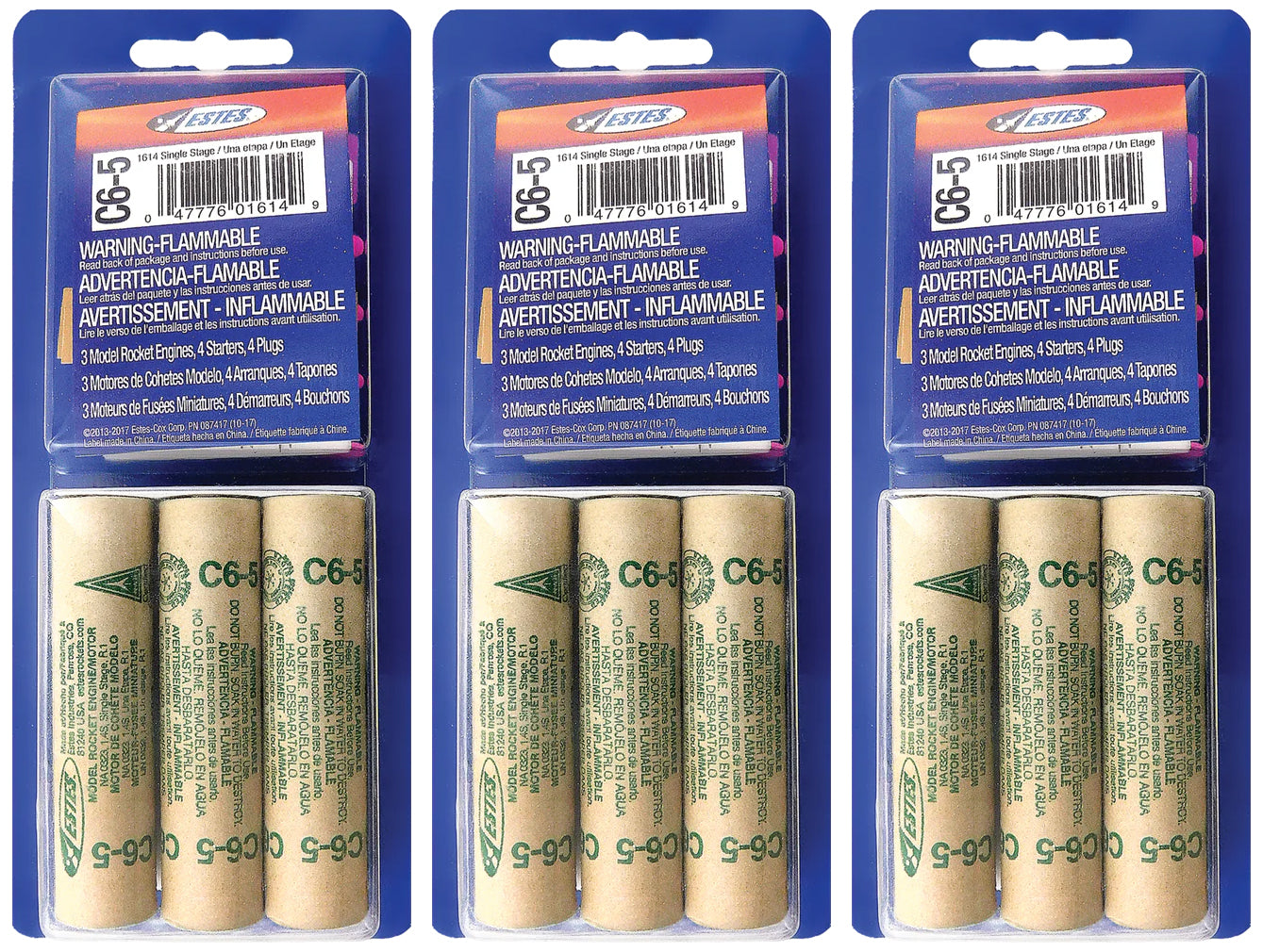 Estes 3 Packs of C6-5 Model Rocket Engines - Total of 9 Engines with S ...