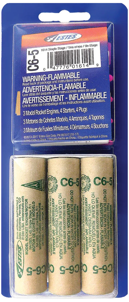 Estes C6-5 Model Rocket Engine Pack - Includes 3 Engines with Starters ...