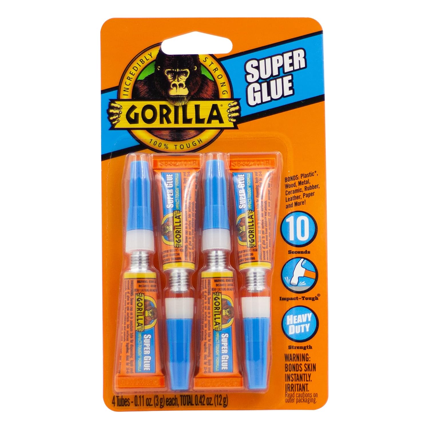 Gorilla 4 Tubes, 3 Grams per Tube Super Glue, Clear – SciencePurchase