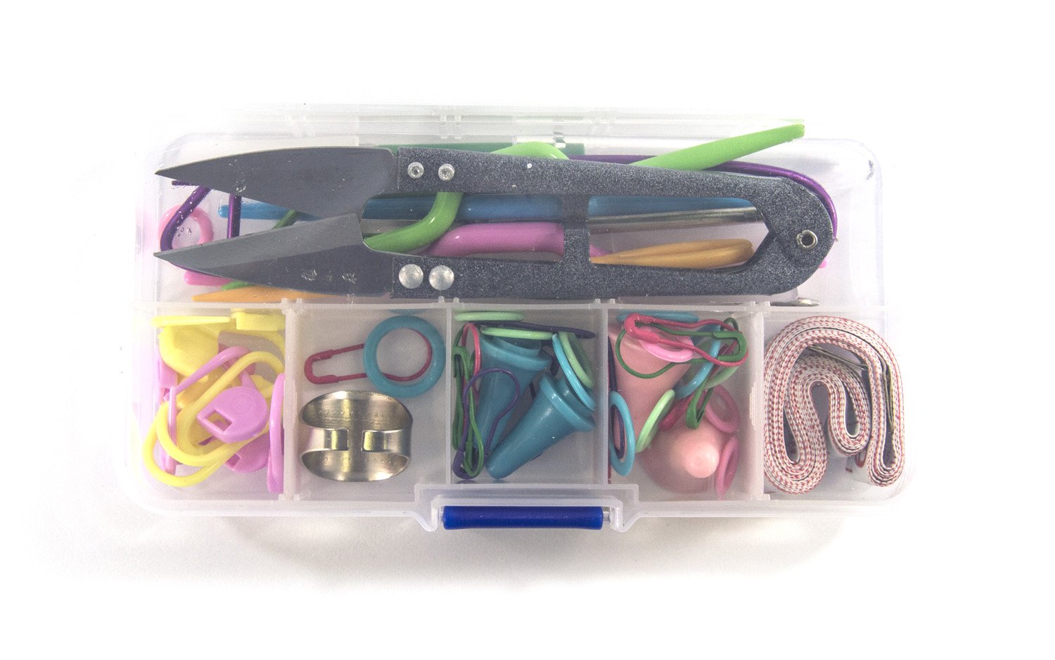 56pc. Knitting Accessory Kit Basic Tool Set & Plastic Clear Color Tool ...