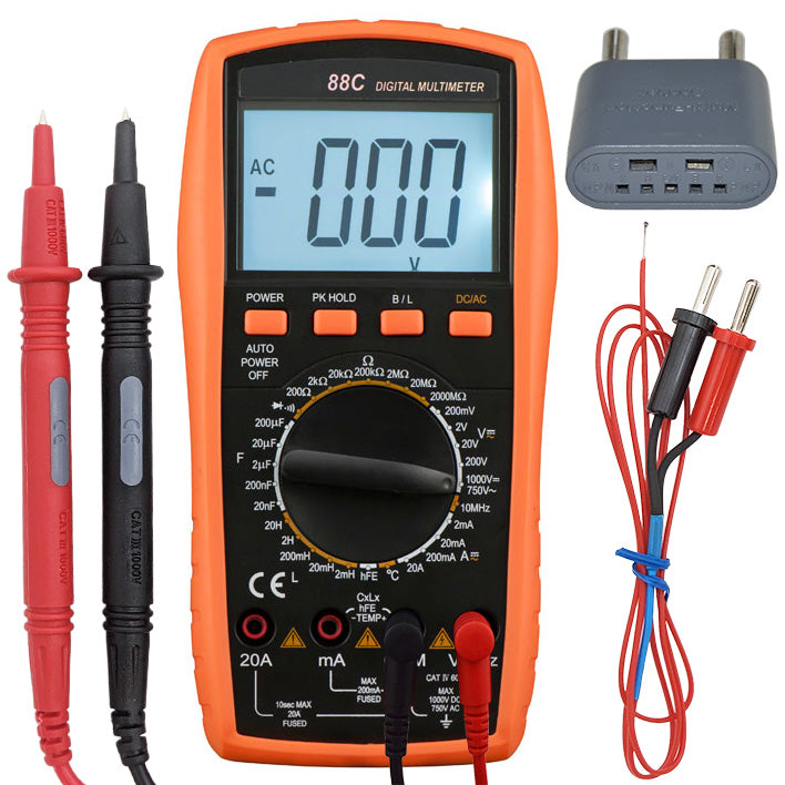 Backlit Digital Multimeter with LCD Display, Measures DCV, ACV, DCA, A ...