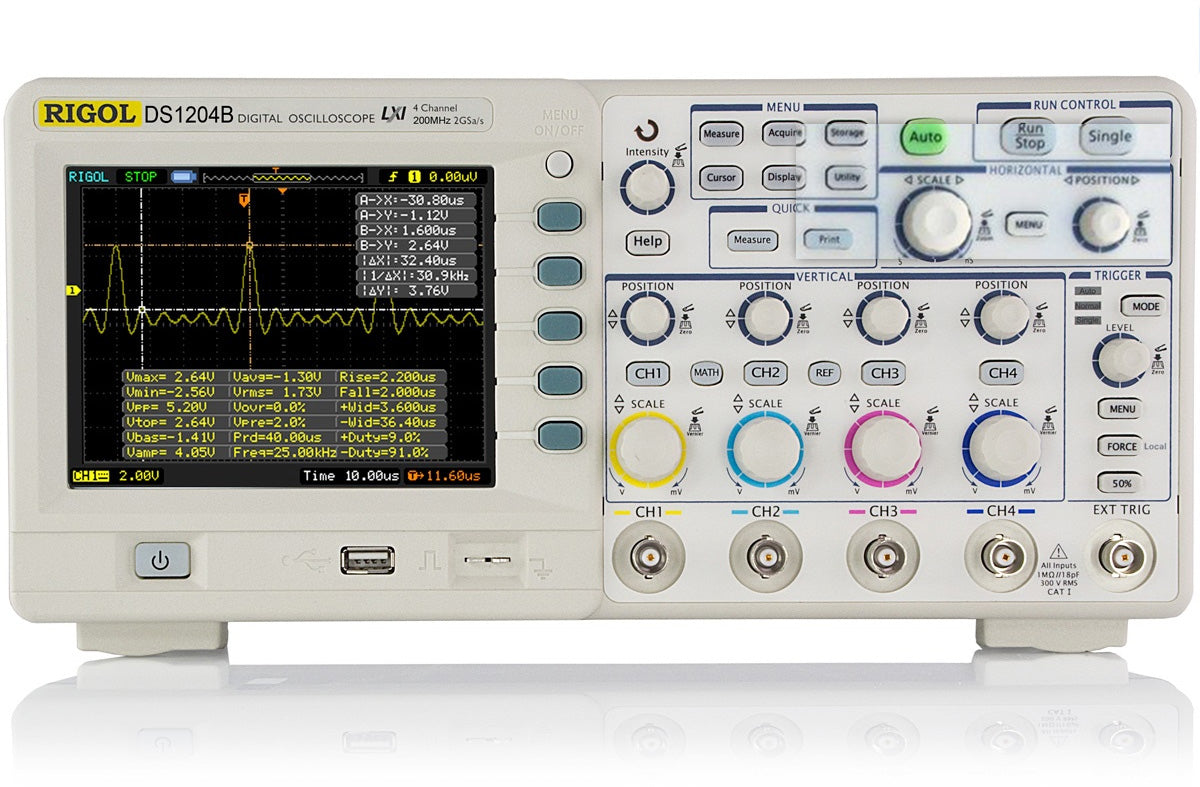 Rigol DS1204B 200MHz DSO 4-Channel, 2 GSa/s Sample Rate – SciencePurchase