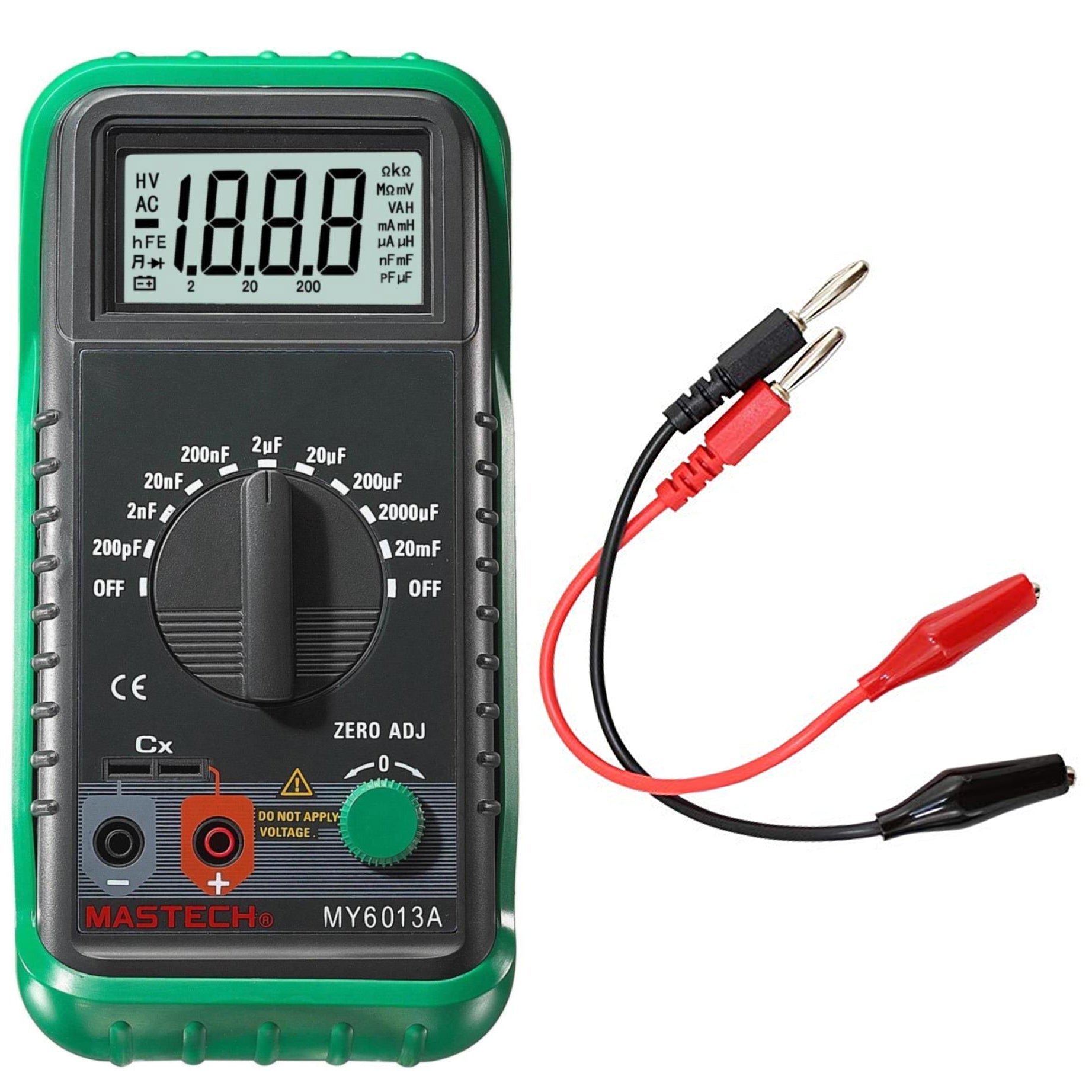 3½ Digit LCD Display Capacitance Meter, 9 Ranges from 200pF to 20mF ...