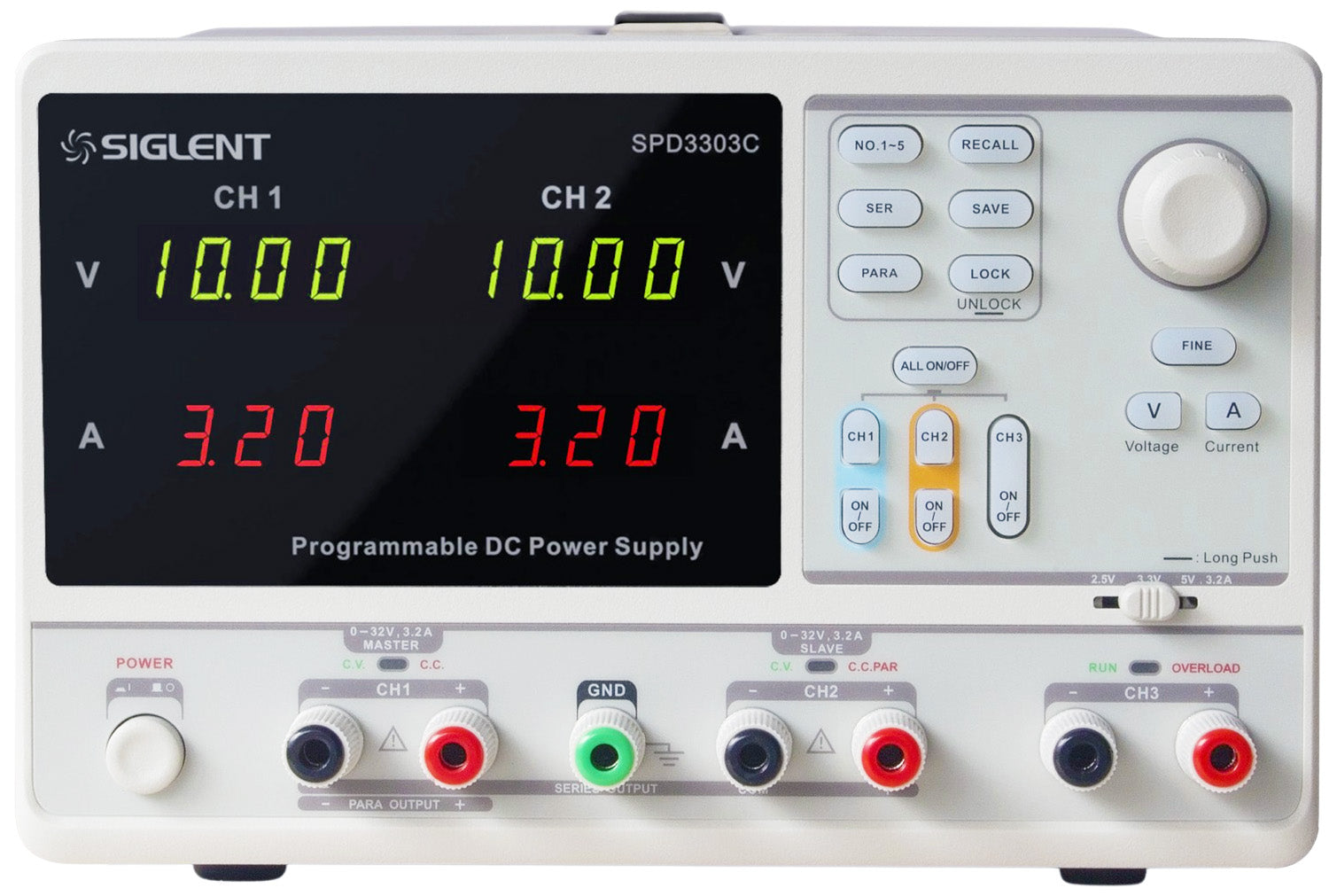 Siglent SPD3303C Programmable DC Power Supply - 3 Outputs, 220W Total ...