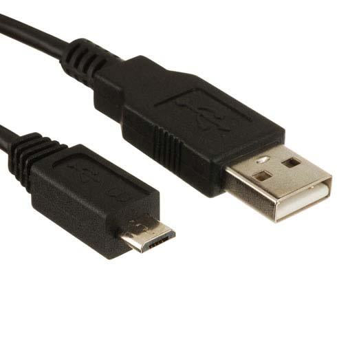Black 10 Foot USB Type-A to Micro Type-B 2.0 Cable - 5-Pin, 28/28AWG ...