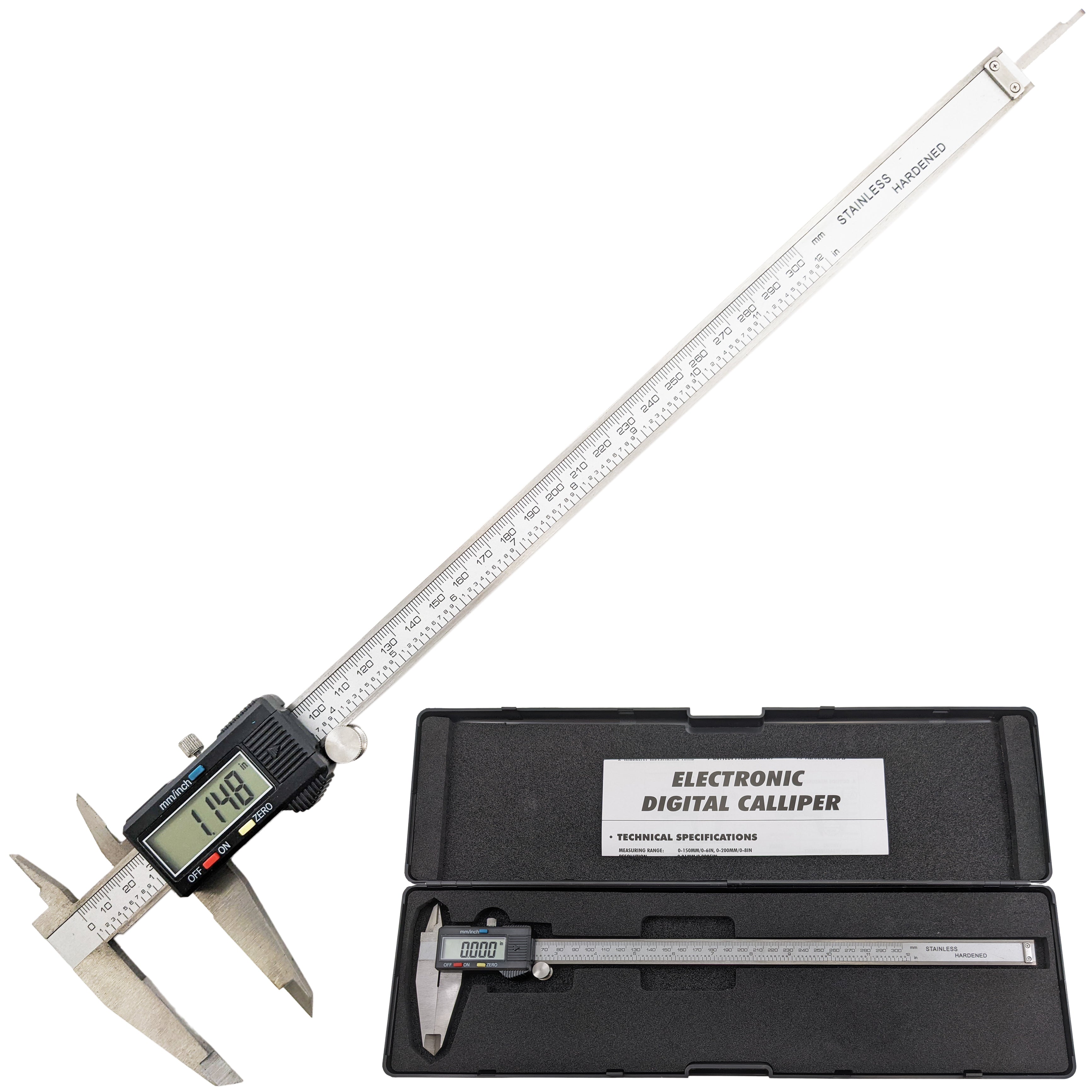 12-Inch Stainless Steel Electronic LCD Digital Vernier Caliper Gauge M ...