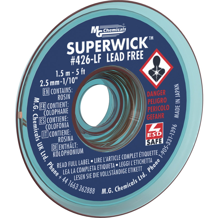 Lead Free De-Soldering Wick, 0.1" Width, 5 Foot Spool (426-LF ...
